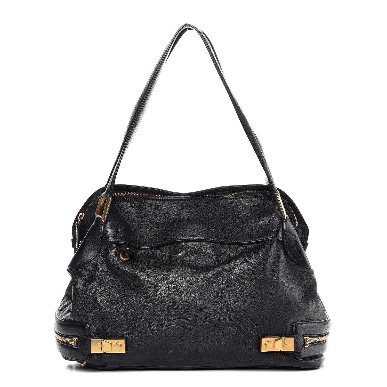 Chloe Calfskin Cary Zipped Shoulder Bag Black 281399 – FASHIONPHILE