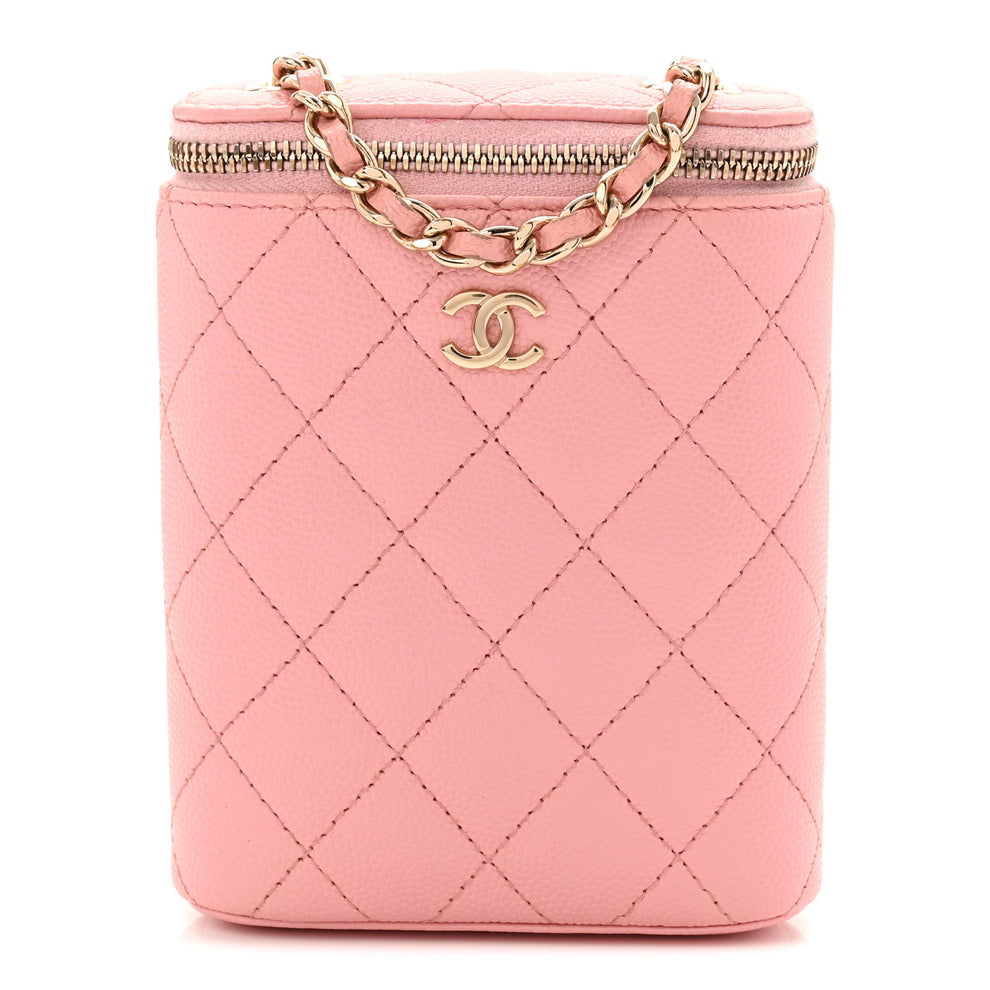 Chanel Caviar Quilted Small Vertical Coco Beauty Vanity Case With Chain ...