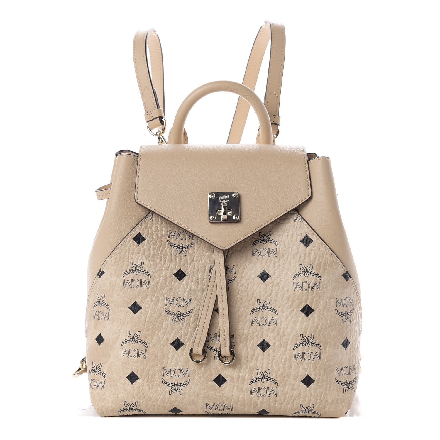 MCM Visetos Small Essential Backpack Beige 633156 – FASHIONPHILE