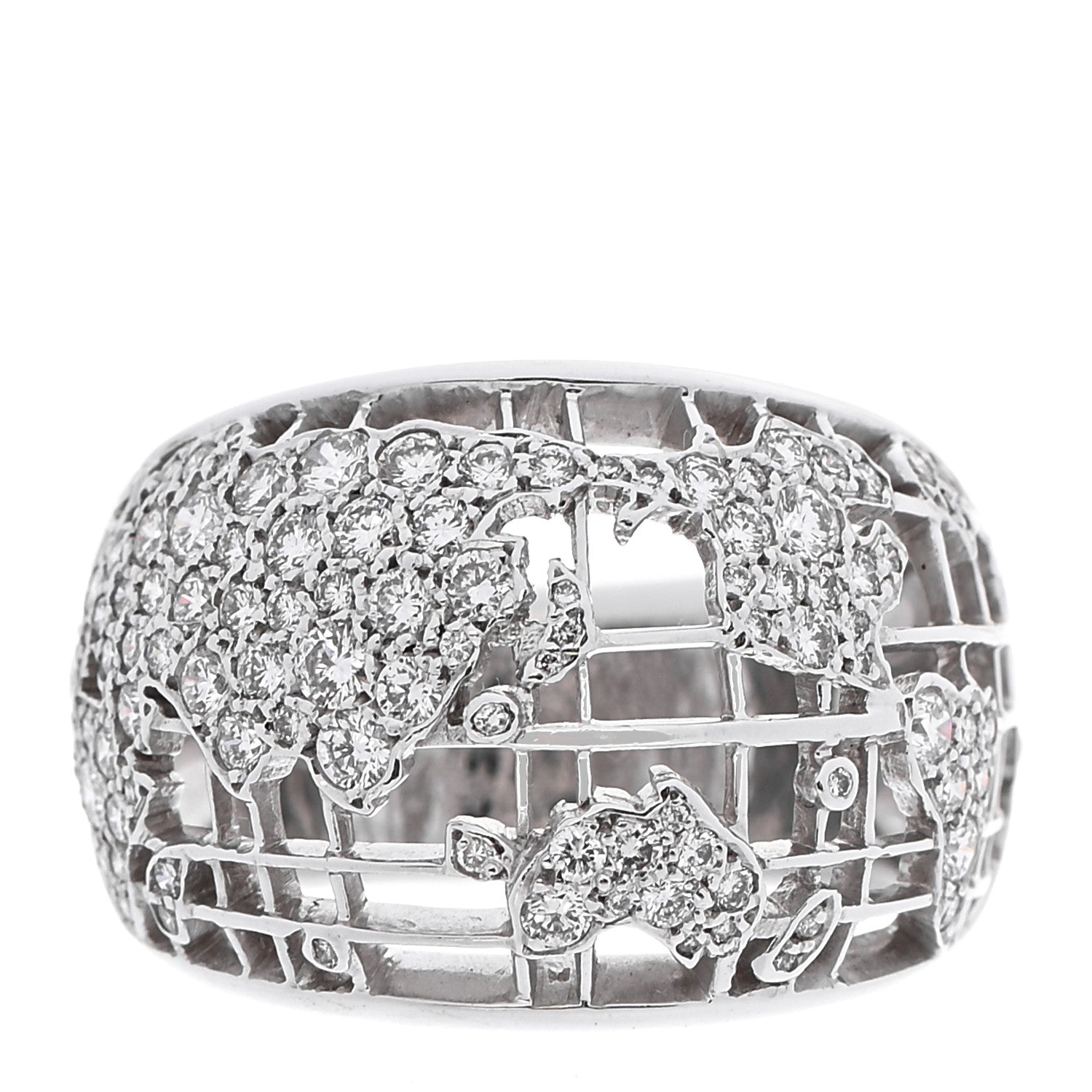Chanel 18K White Gold Diamond World Map Ring 56 7.5 902345 – FASHIONPHILE