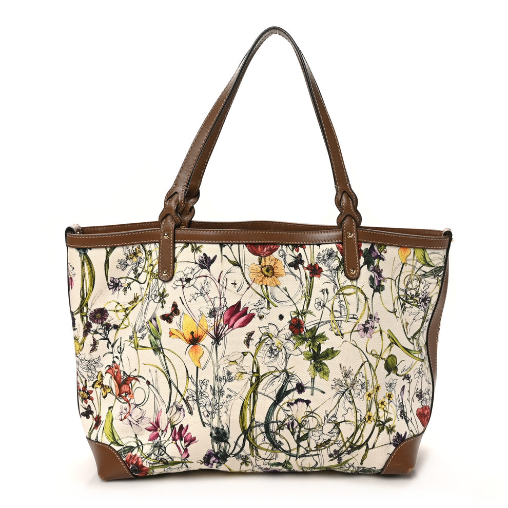 Gucci Canvas Flora Infinity Medium Craft Tote White Multicolor Acero ...