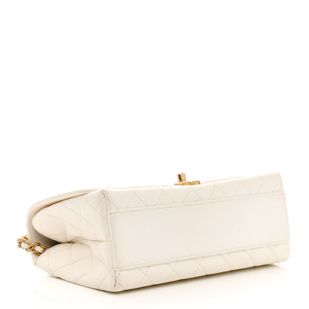 Chanel Lambskin Quilted La Parisienne Top Handle Flap White 1788913 ...