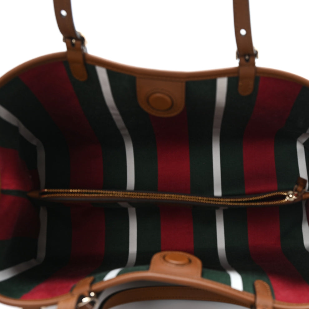 Gucci GG Supreme Monogram Emblem Medium Tote Bag Beige Dark Brown ...