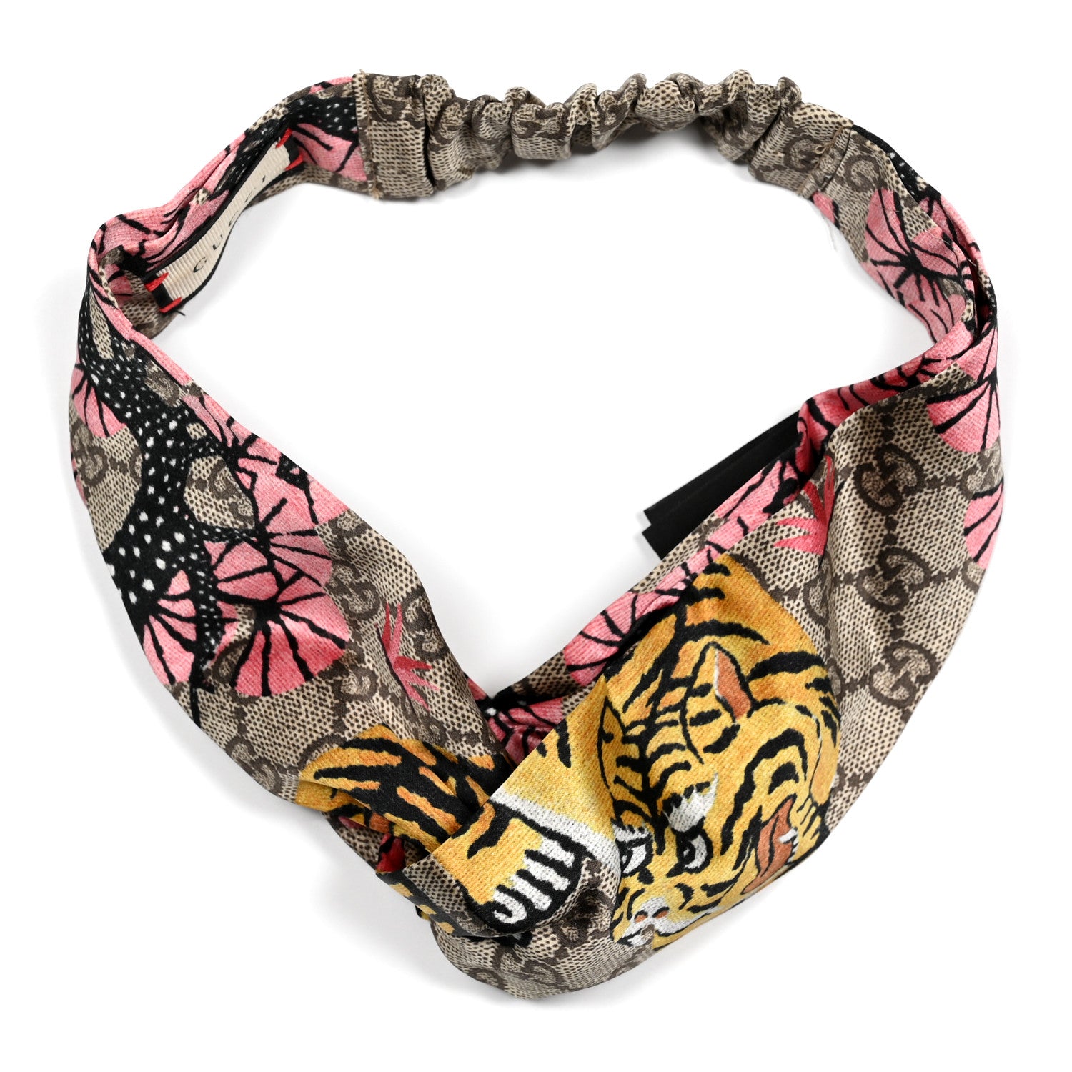 Gucci Silk Monogram Bengal Tiger Print Duchesse Headband Pink 1204506 ...