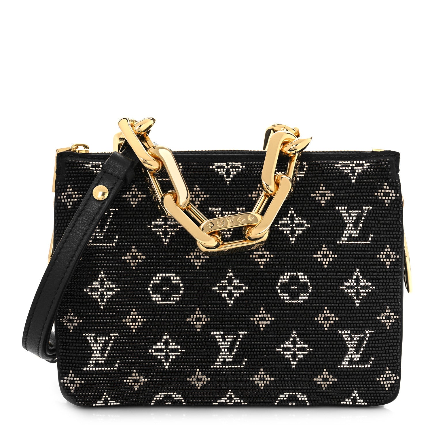 Louis Vuitton Satin Beaded Embroidered Monogram Coussin BB Black ...