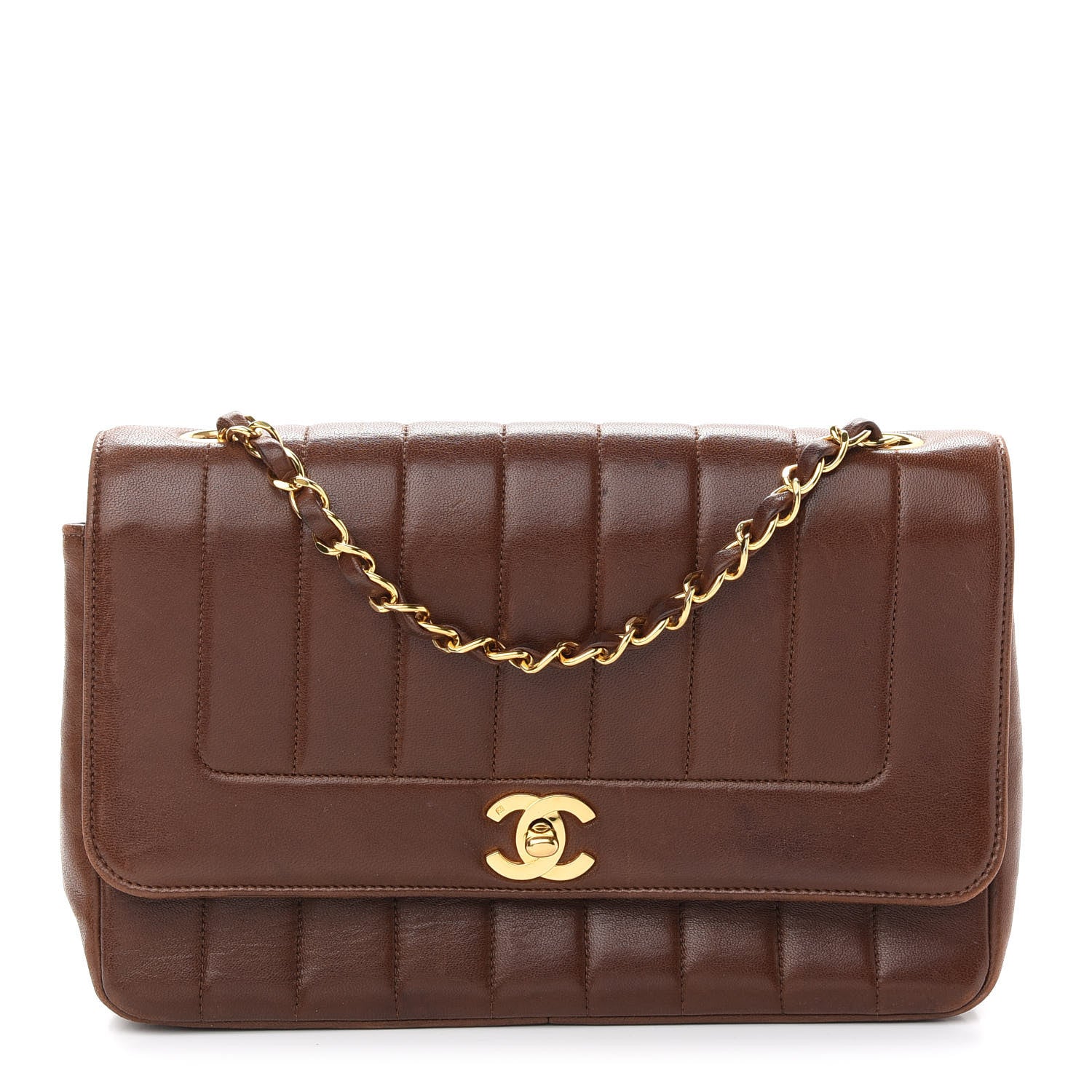 Chanel Lambskin Vertical Quilted Medium Single Flap Brown 924006 ...