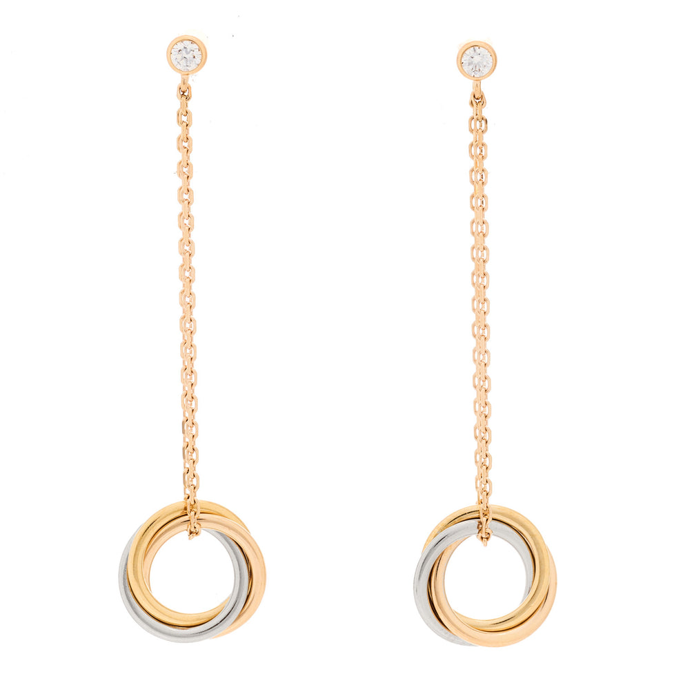 Cartier 18K Pink Yellow White Gold Diamond Small Trinity Drop Earrings ...