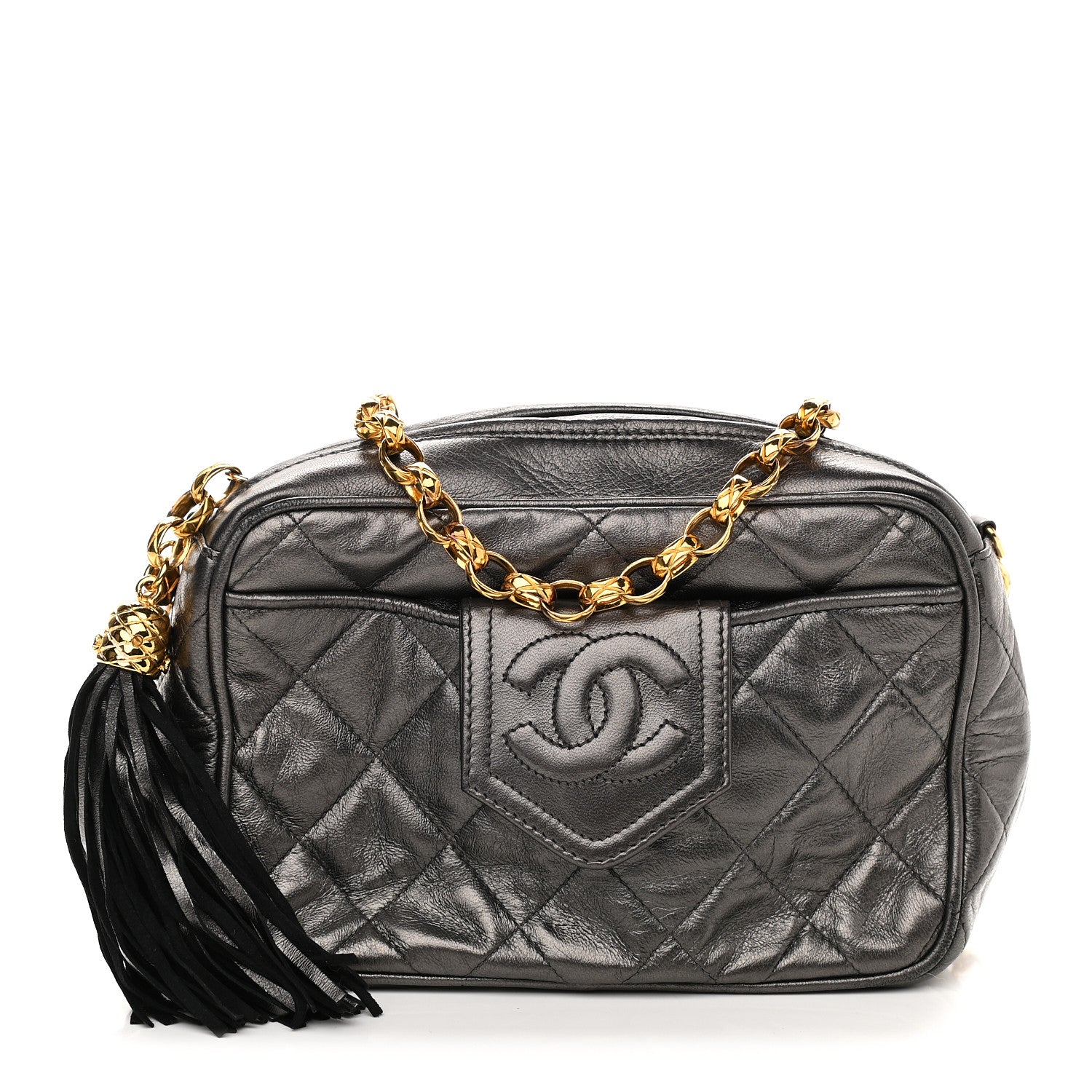 Chanel Lambskin Quilted Tassel Camera Case Black 946513 – FASHIONPHILE