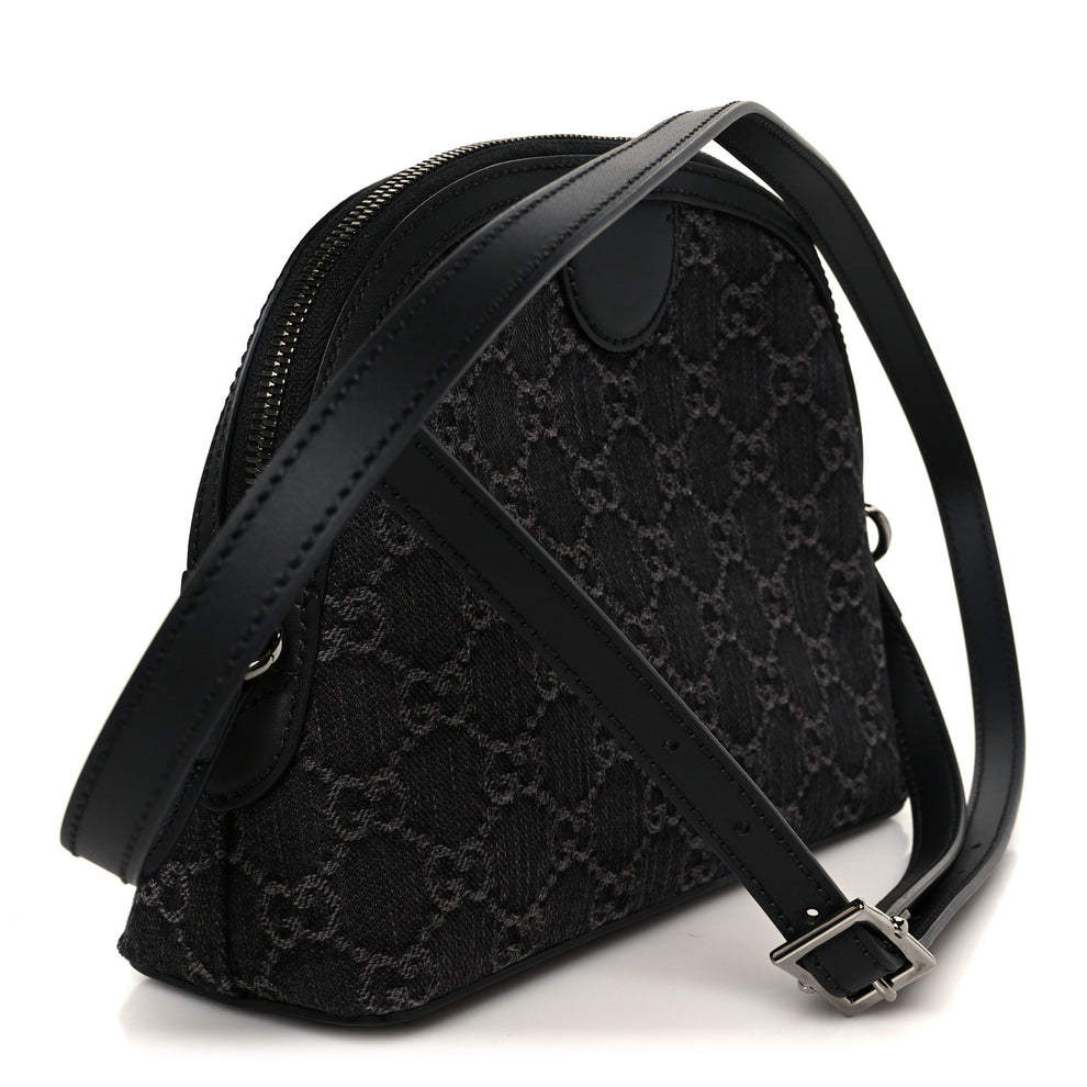 Gucci Denim Cuoio Harness GG Monogram Small Ophidia Dome Shoulder Bag ...