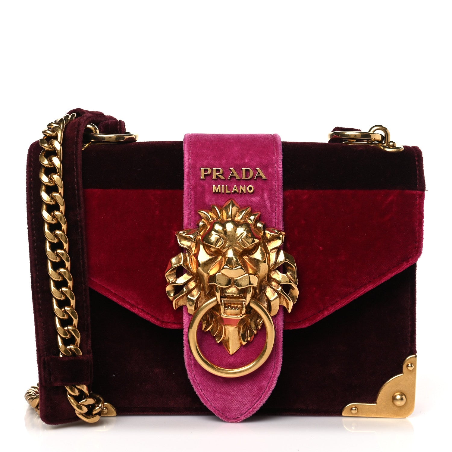 Prada Velluto Lions Head Cahier Shoulder Bag Ribes Fuxia 1465475 ...