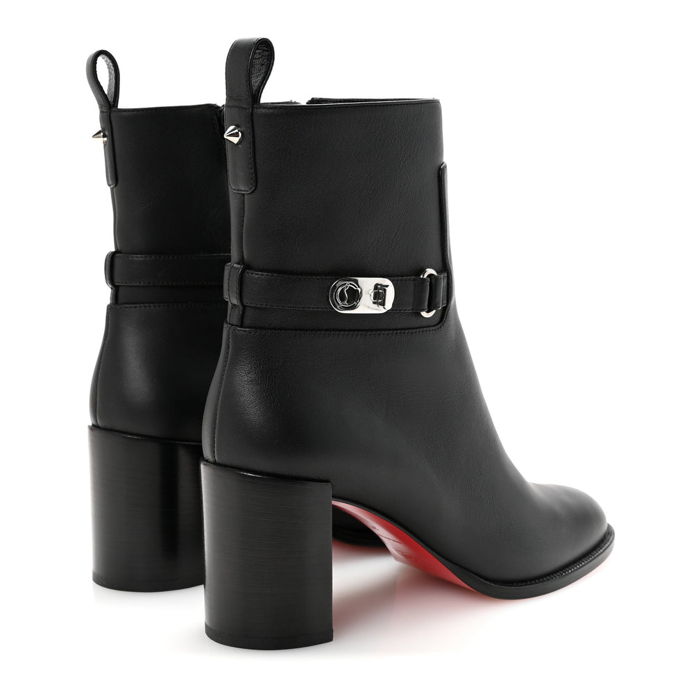 Christian Louboutin Calfskin Lock Booty 70 Ankle Boots 37 Black 1790289 ...