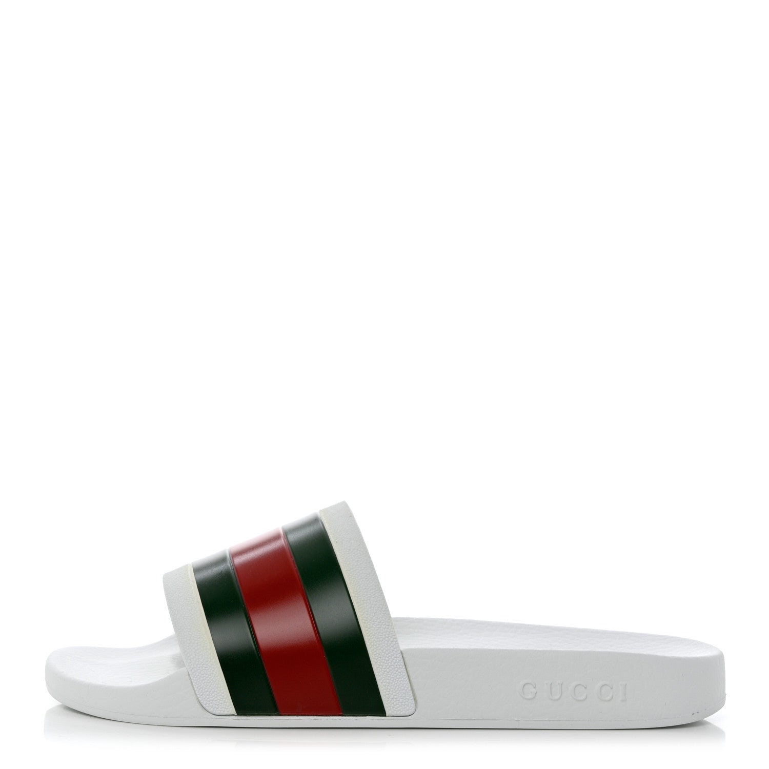 Gucci Rubber Web Mens Pool Slide Sandals 8 Great White 1179747 ...