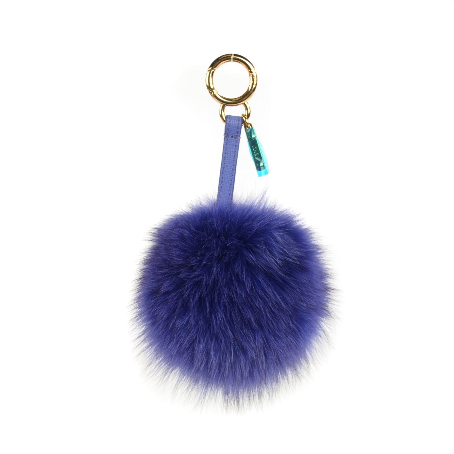 Fendi Fox Fur Vitello Elite Pom Pom Bag Charm Viola Cassis 115176 ...