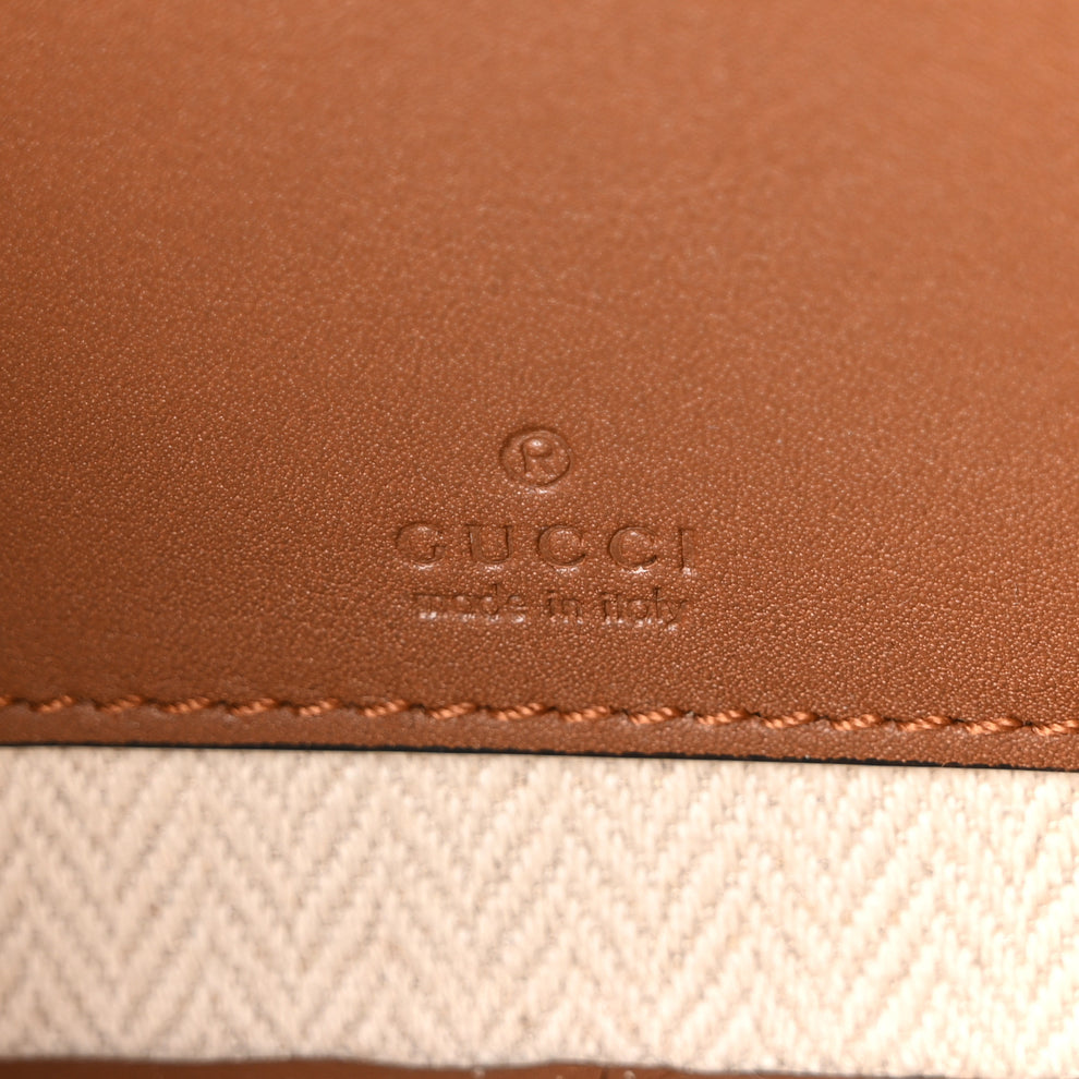 Gucci GG Supreme Monogram Textured Calfskin Emblem Mini Crossbody Beige ...