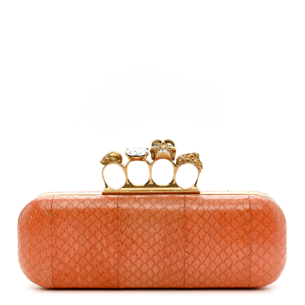 Alexander McQueen Snakeskin Knuckle Box Clutch Orange 1796538 ...