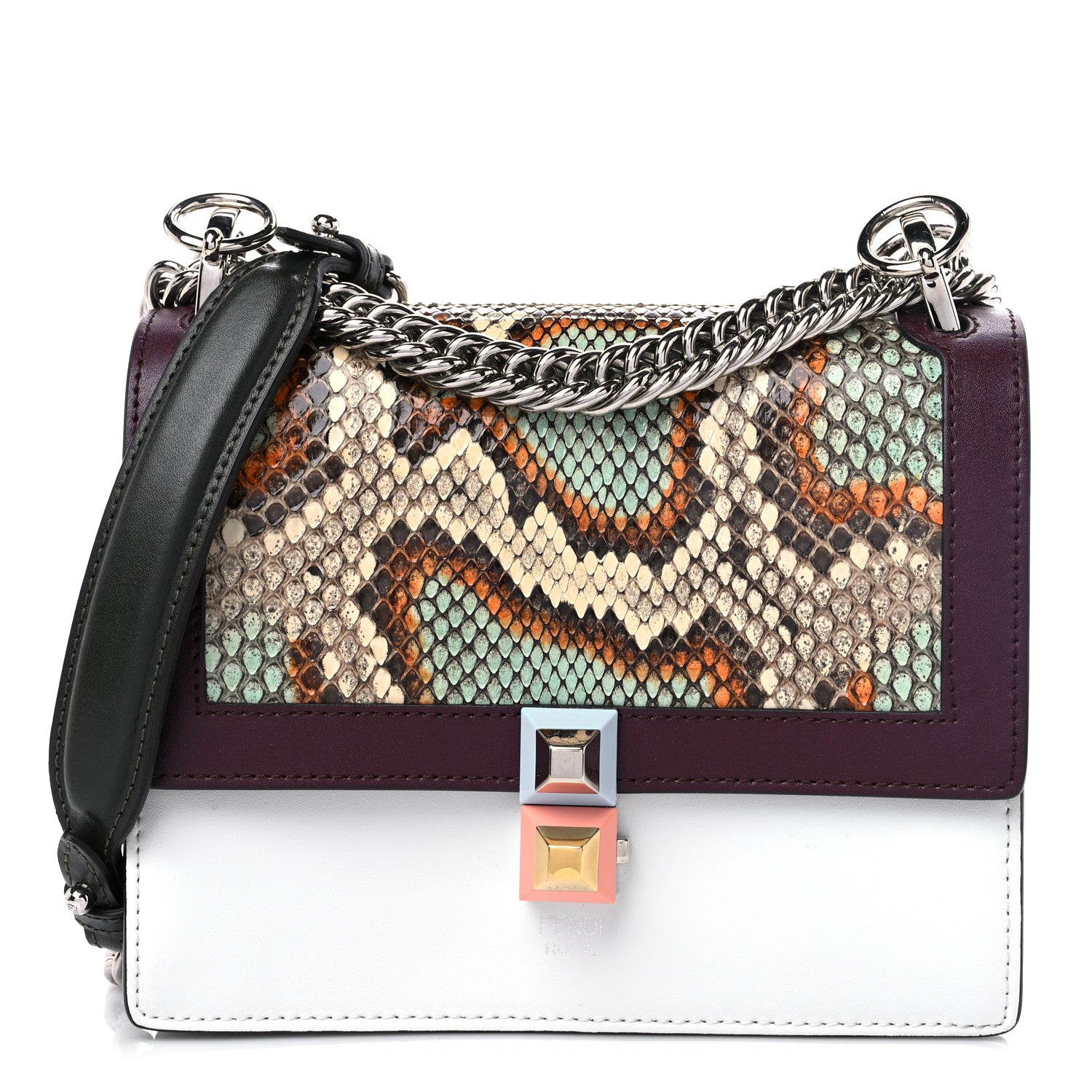 Fendi Snakeskin Vitello Liberty Studded Small Kan I Shoulder Bag ...