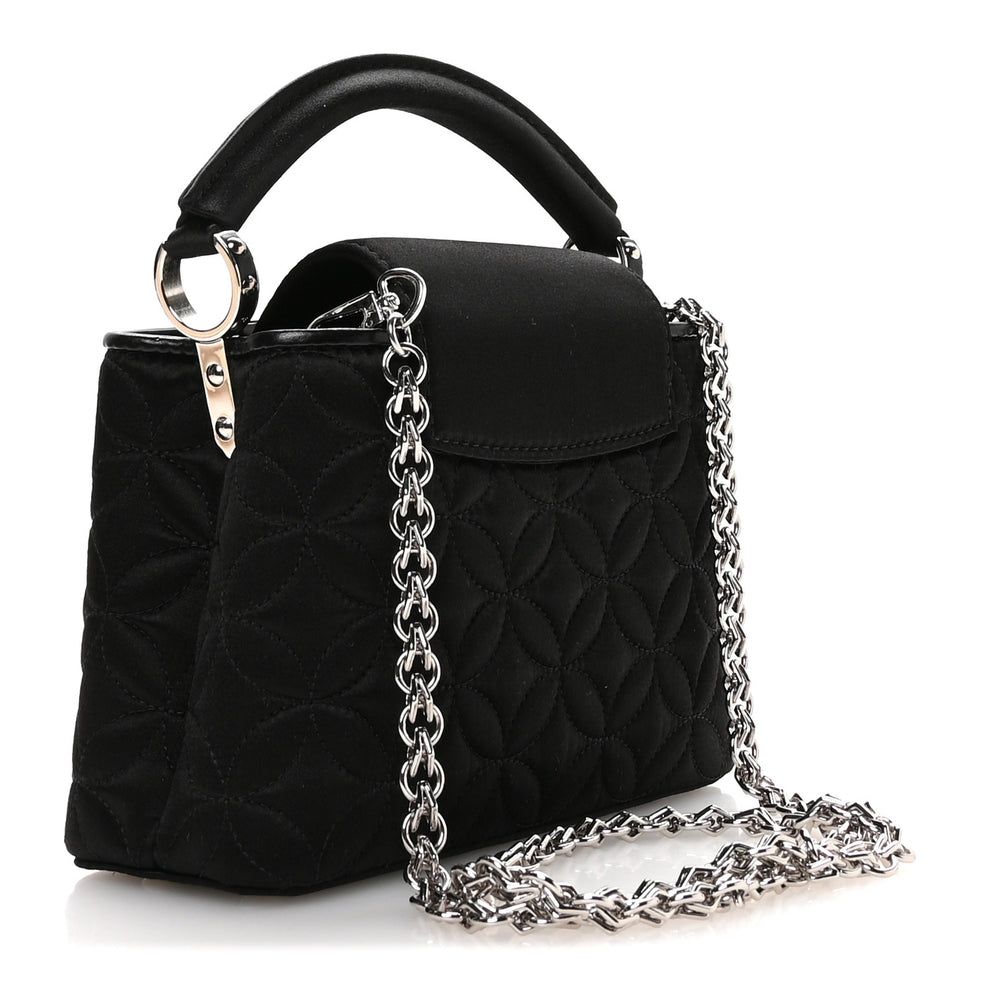 Louis Vuitton Satin Quilted Flower Crystal Mini Capucines Black 1816227 ...