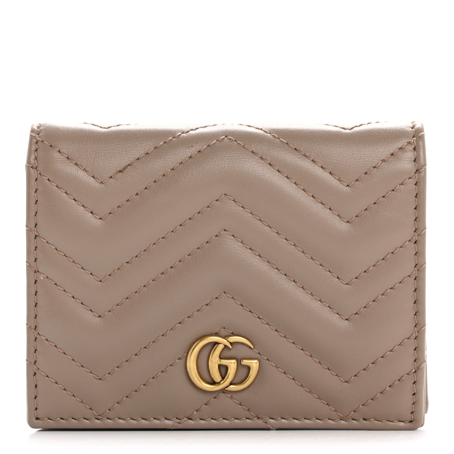 Gucci Calfskin Matelasse GG Marmont Card Case Wallet Porcelain Rose ...