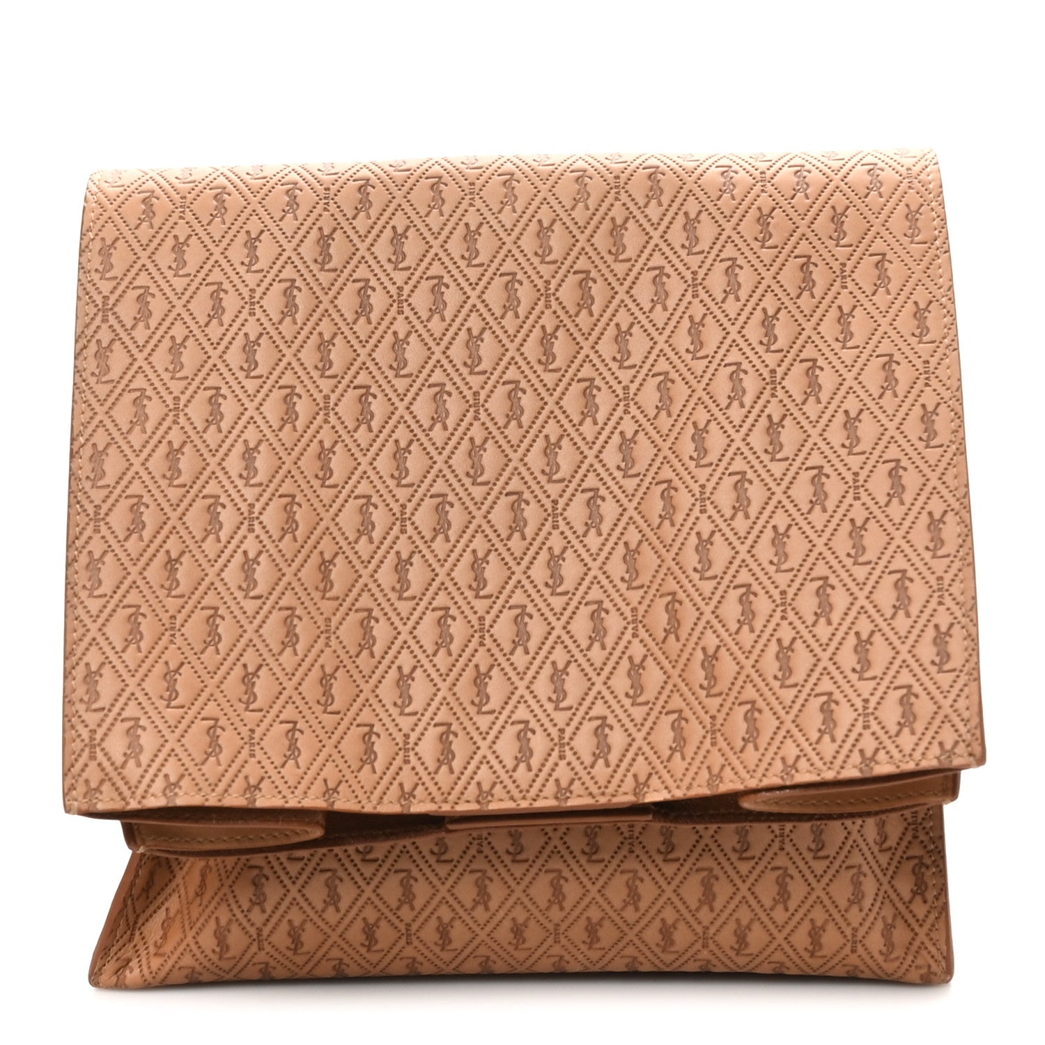 Saint Laurent Calfskin Monogram Deli Paper Bag Vintage Beige 1758884 ...