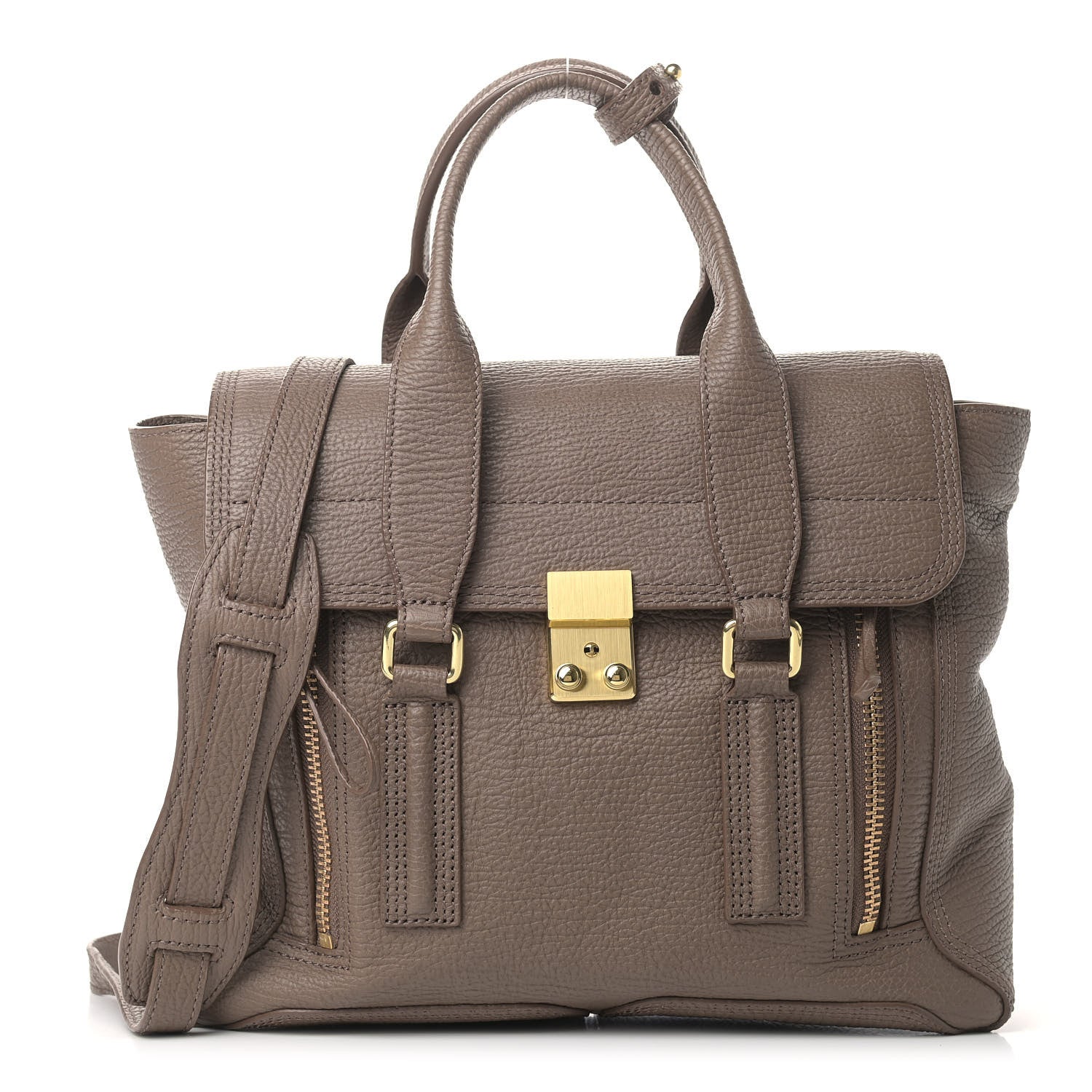 3.1 Phillip Lim Textured Calfskin Medium Pashli Satchel Taupe 845556 ...