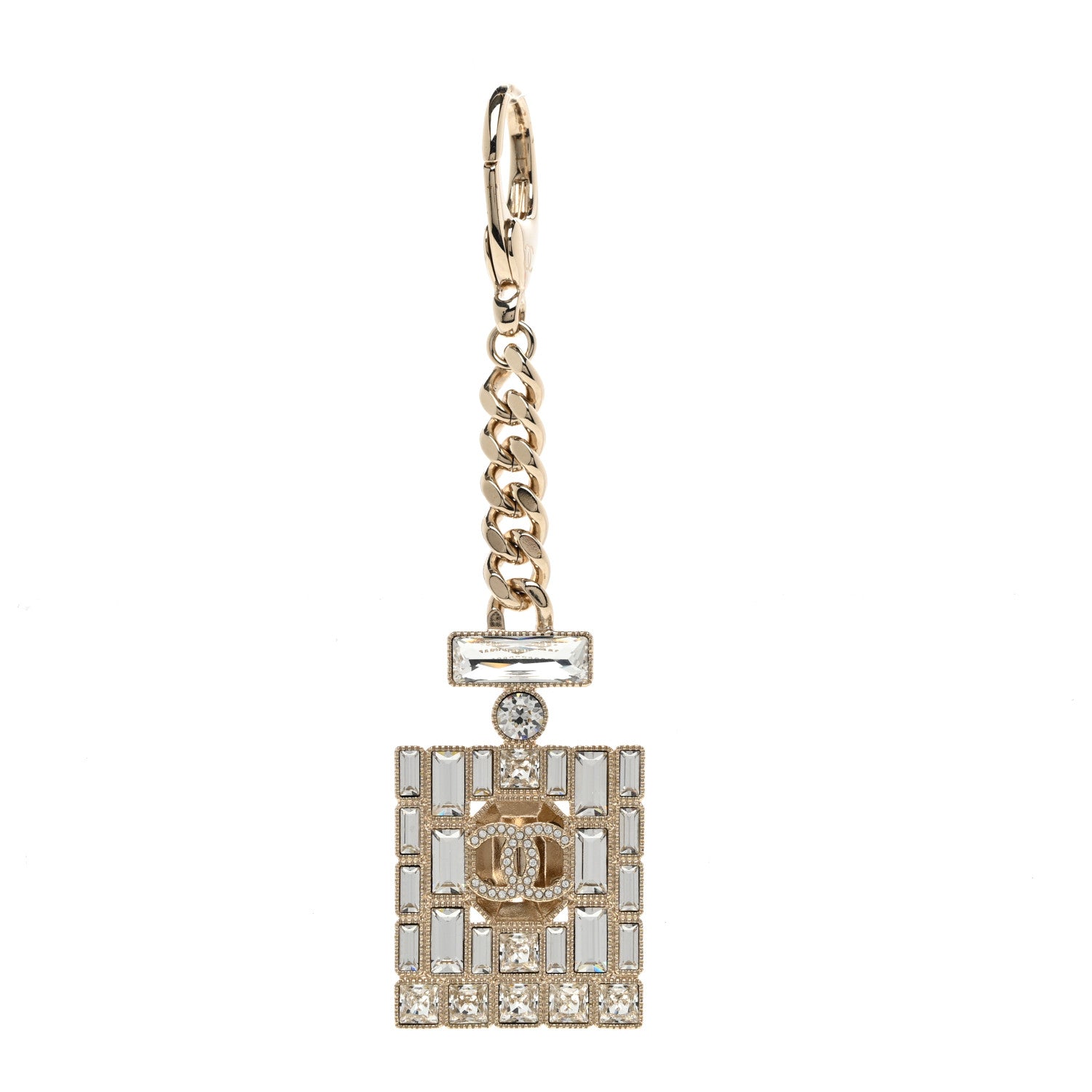 Chanel Crystal CC Perfume Key Chain Charm Gold 1551978 – FASHIONPHILE