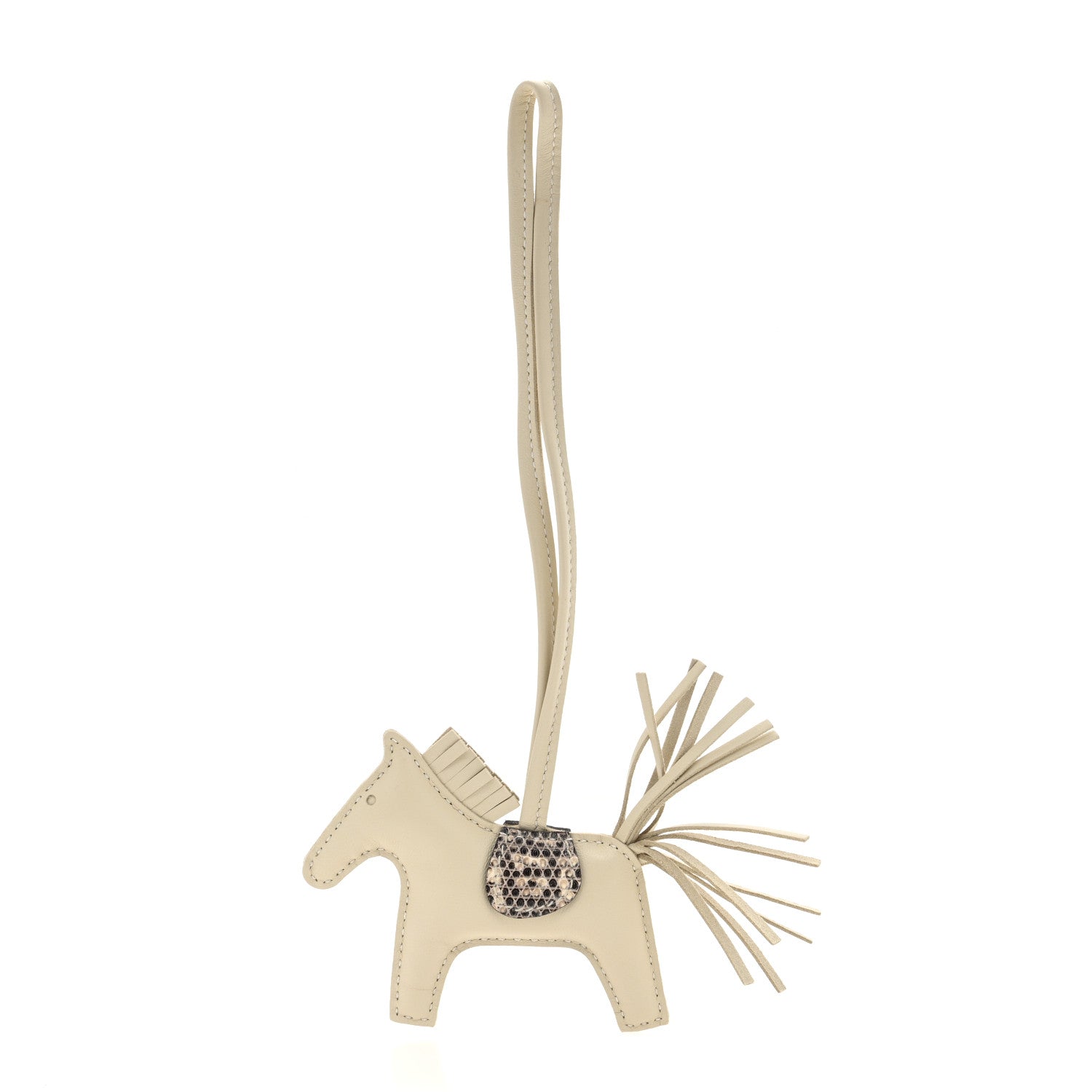 Hermes Milo Lambskin Lizard Touch Grigri Rodeo Horse Bag Charm PM Craie ...
