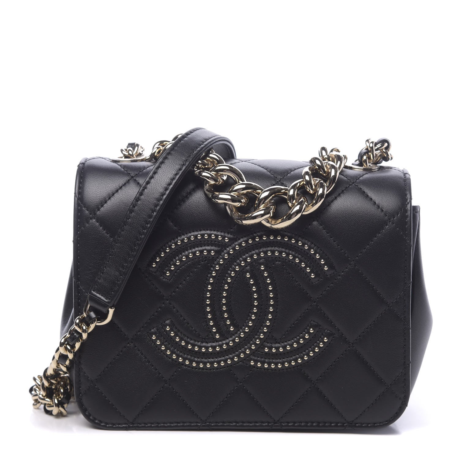 Chanel Lambskin Quilted Studded CC Flap Black 669691 – FASHIONPHILE
