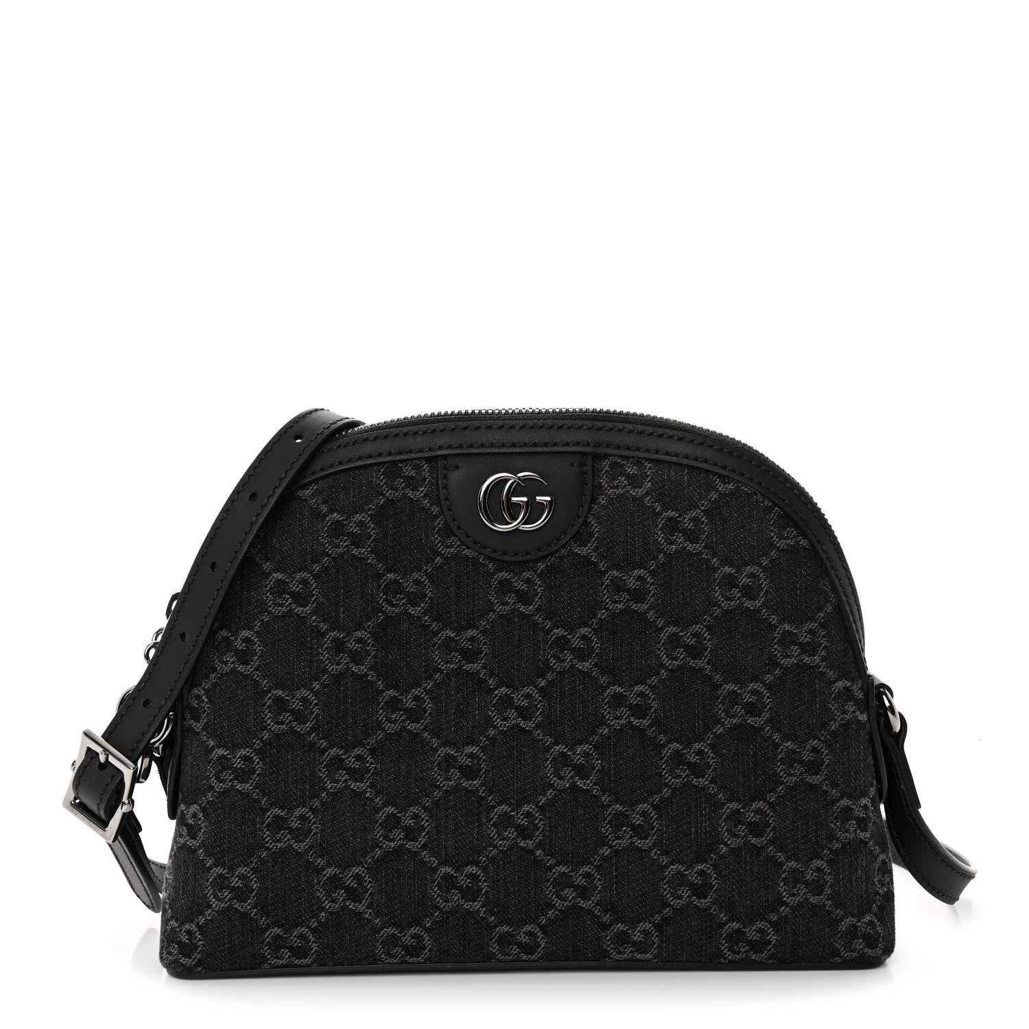 Gucci Denim Cuoio Harness GG Monogram Small Ophidia Dome Shoulder Bag ...