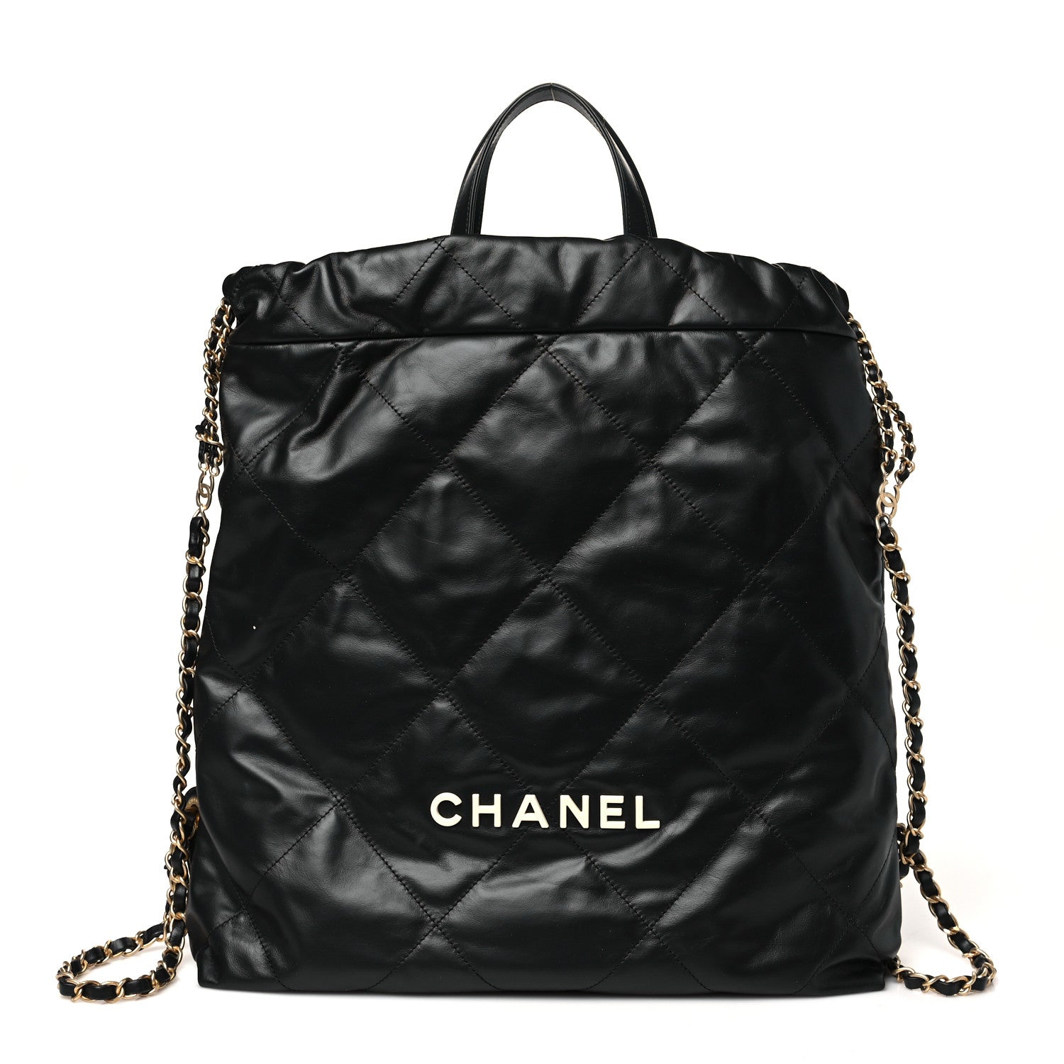 Chanel Shiny Calfskin Quilted Chanel 22 Backpack Black 1711250 ...