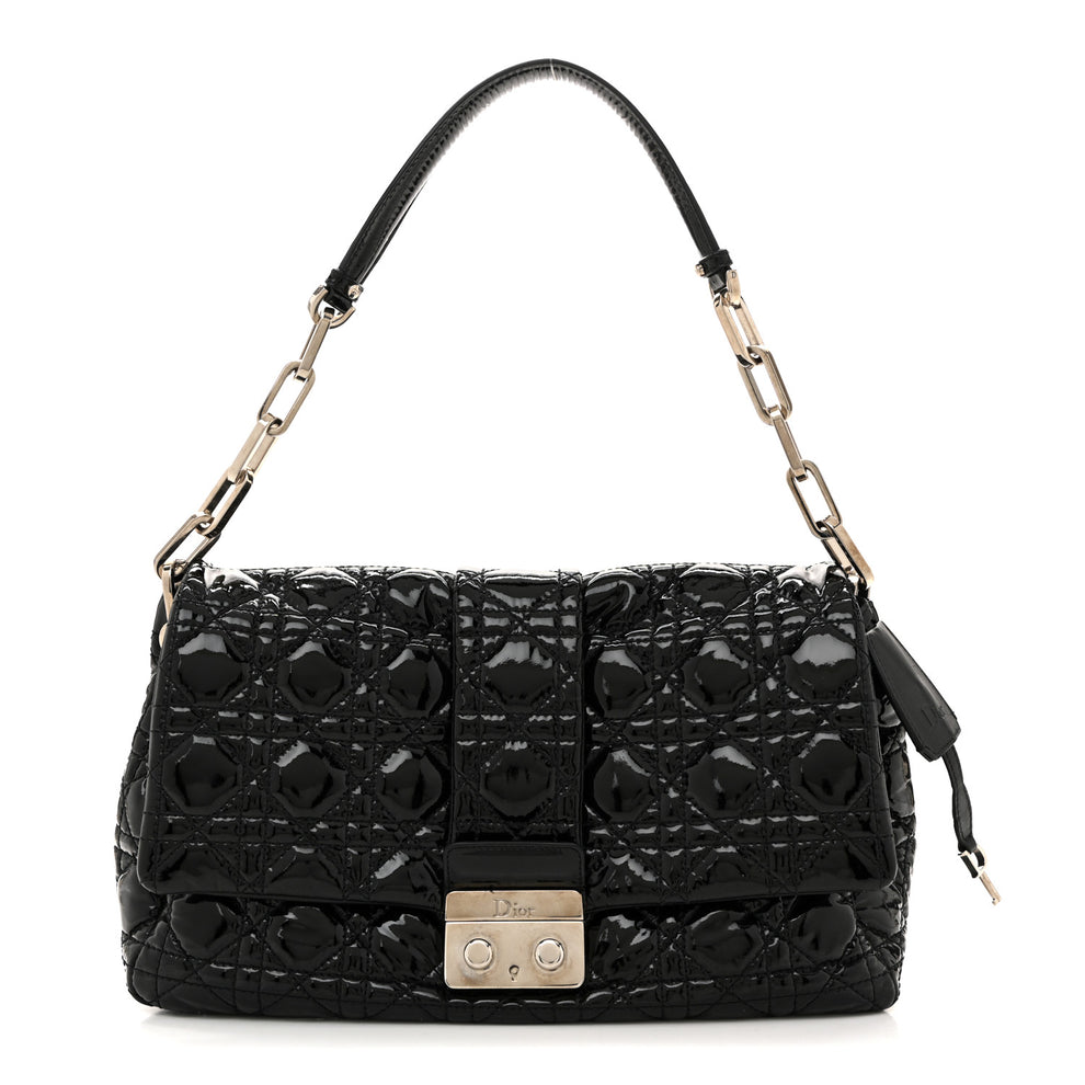 Christian Dior Patent Cannage New Lock Flap Black 1784118 – FASHIONPHILE