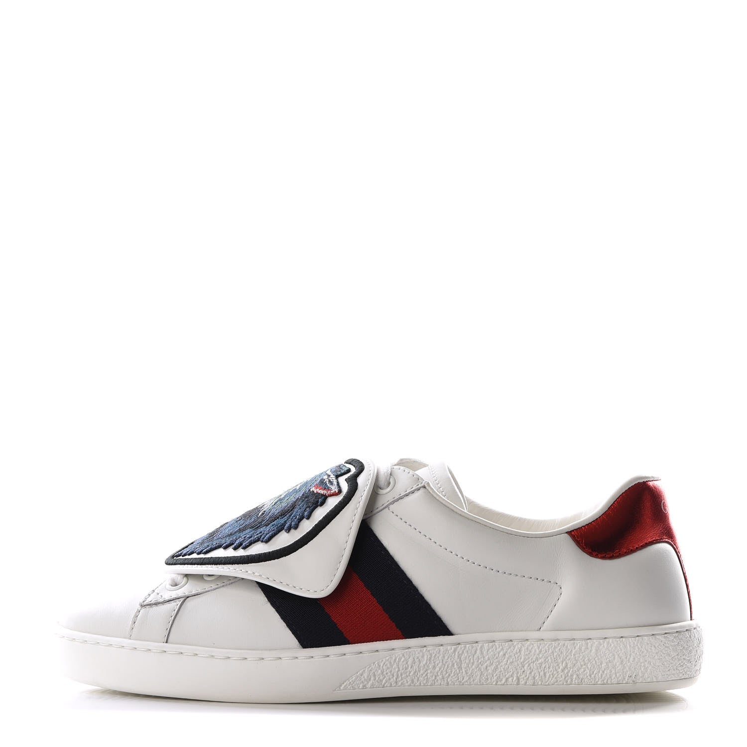Gucci Calfskin Web Wolf Embroidered Mens Ace Sneakers 5 White 561323 ...