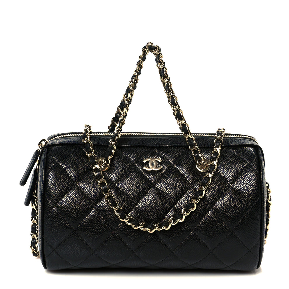 Chanel Caviar Quilted Barrel Clutch With Chain Black 1780153 – FASHIONPHILE