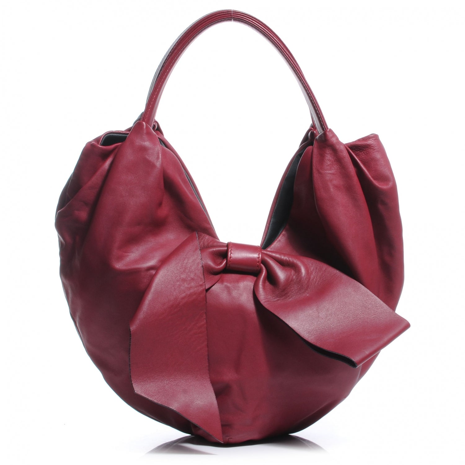 Valentino Garavani Nappa 360 Bow Hobo Burgundy 49591 – FASHIONPHILE