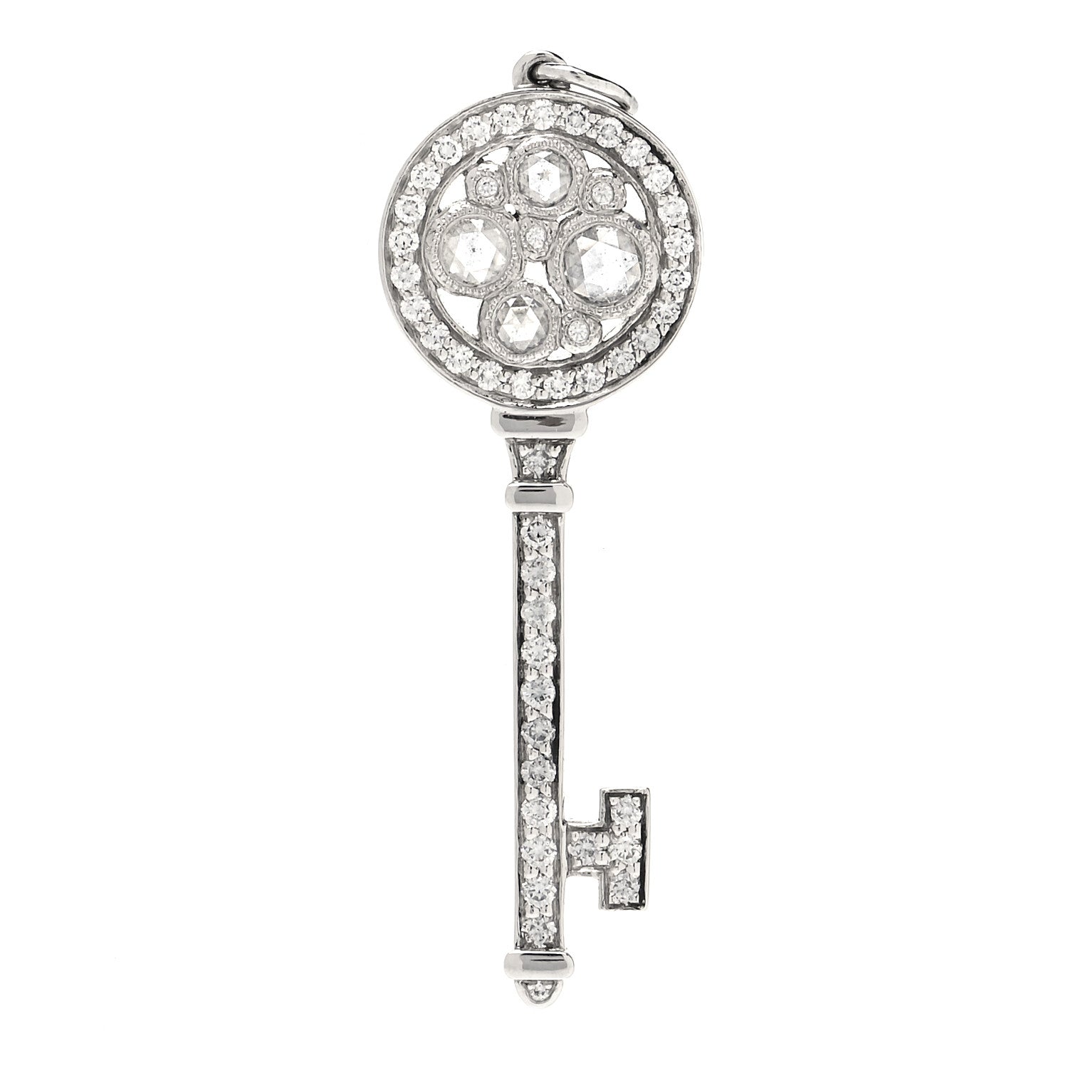 Tiffany Platinum Diamond Cobblestone Key Pendant 886191 – FASHIONPHILE