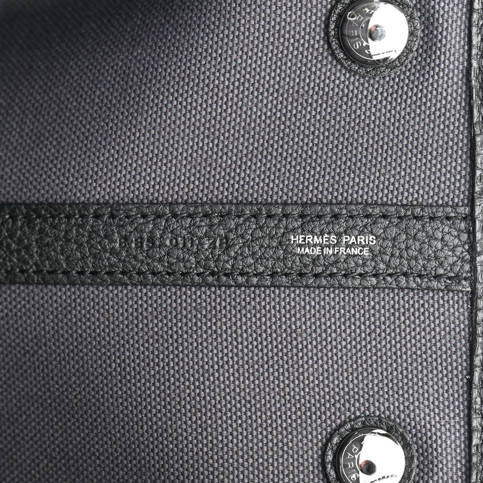 Hermes Toile Militaire Negonda Vertical Pockets Garden Party Carbone ...