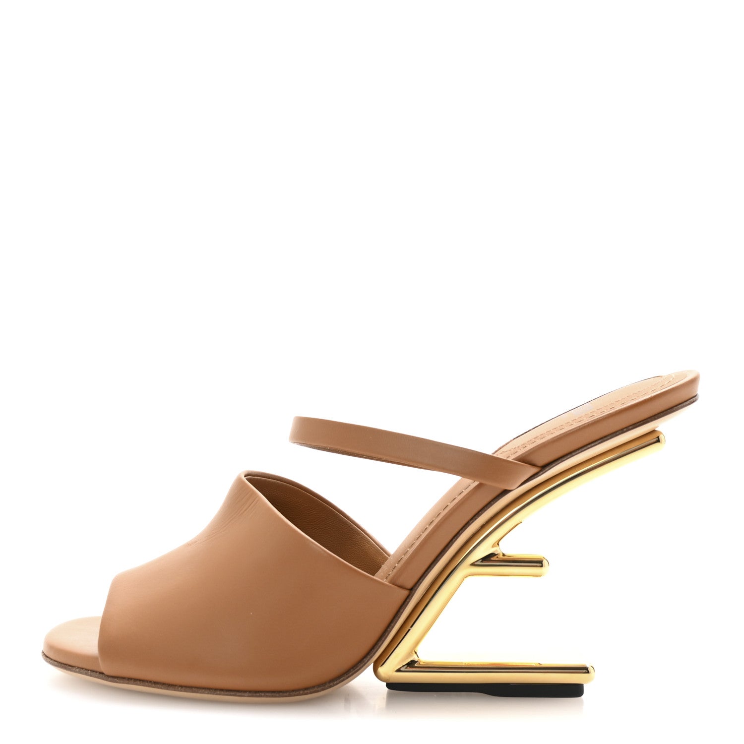Fendi Calfskin Fendi First 95mm Slide Sandals 35.5 Caramello 1712090 ...