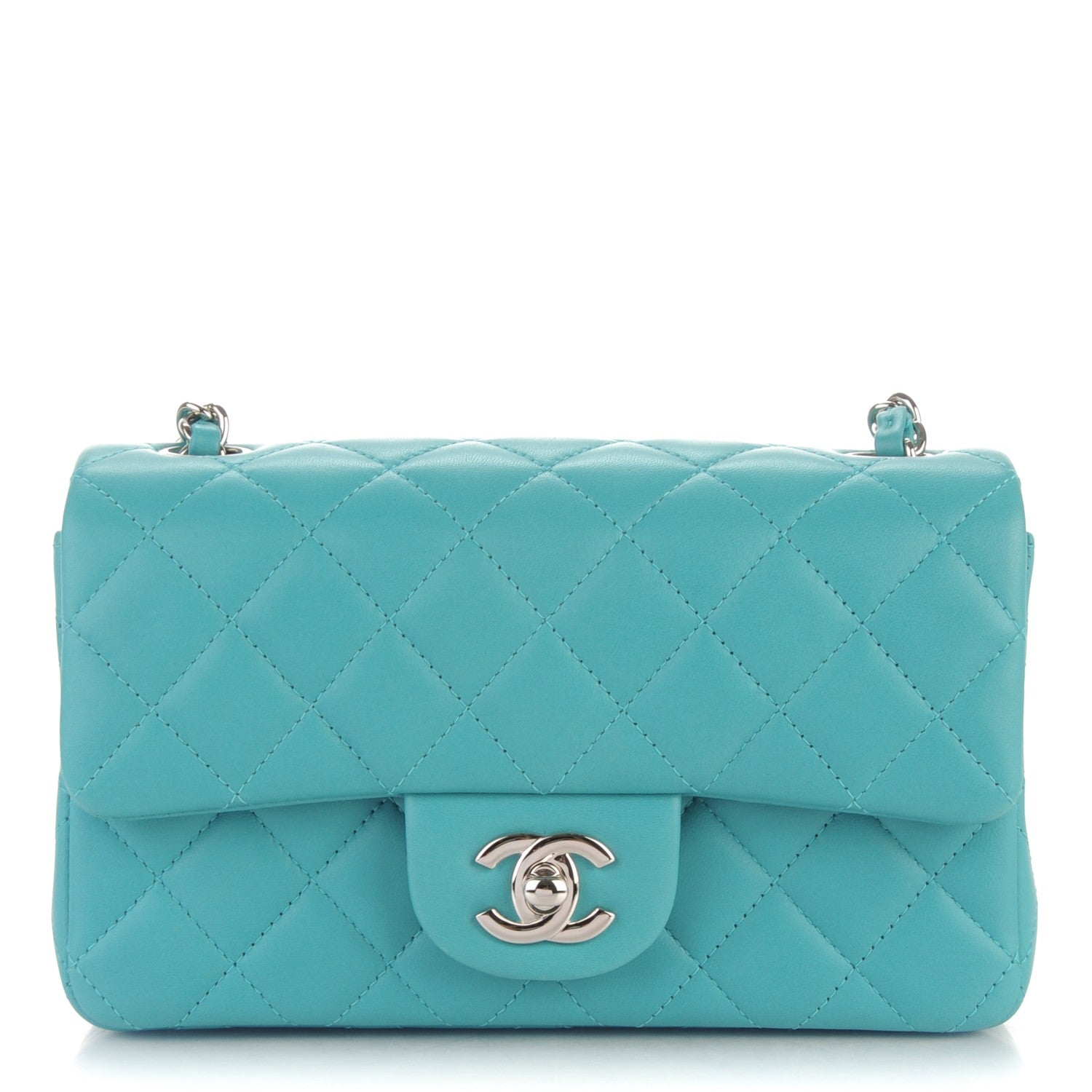 Chanel Lambskin Quilted Mini Rectangular Flap Turquoise 165387 ...