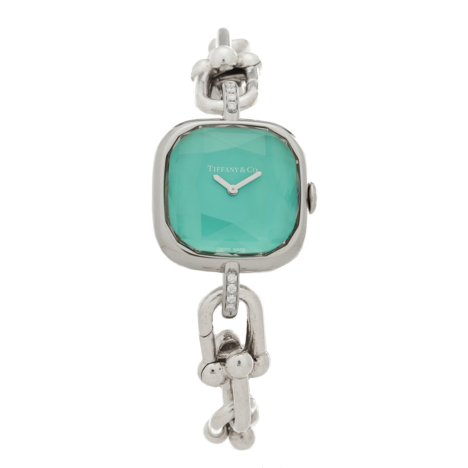 Tiffany Sterling Silver Diamond 24mm HardWear Quartz Watch Tiffany Blue ...