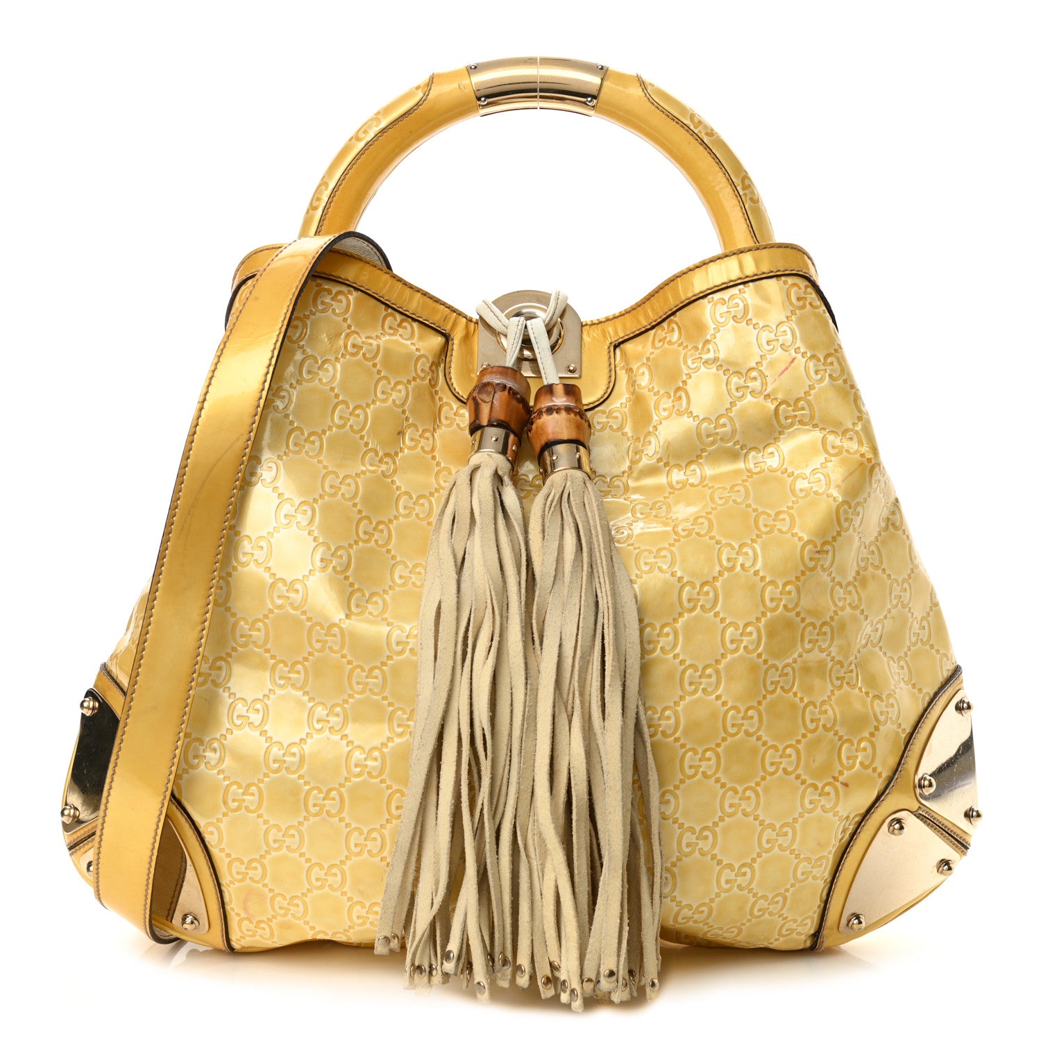 Gucci Shine Guccissima Medium Indy Top Handle Hobo Yellow 1146803 ...