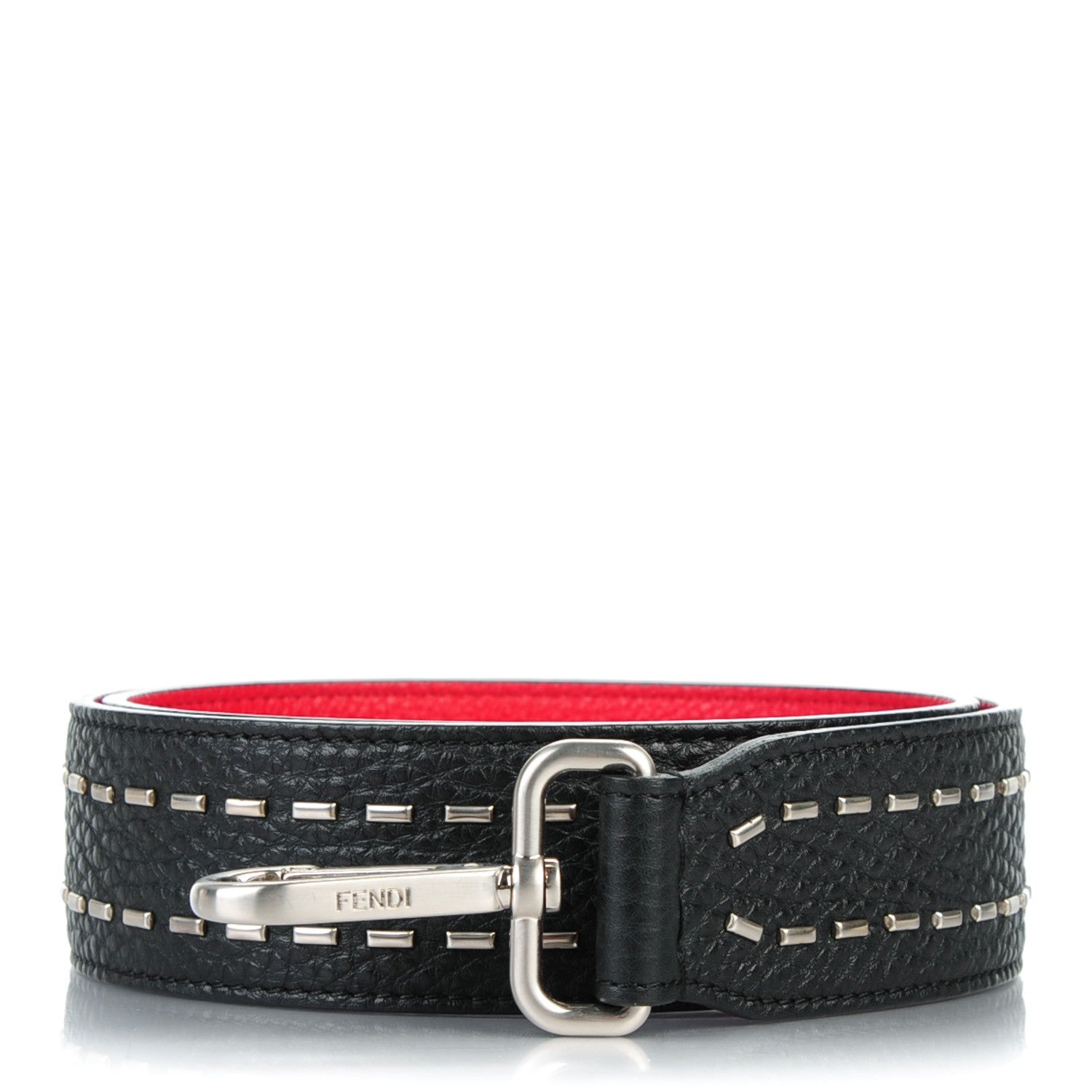 Fendi Cuoio Romano Metal Stitch Strap You Black Red 158542 – FASHIONPHILE