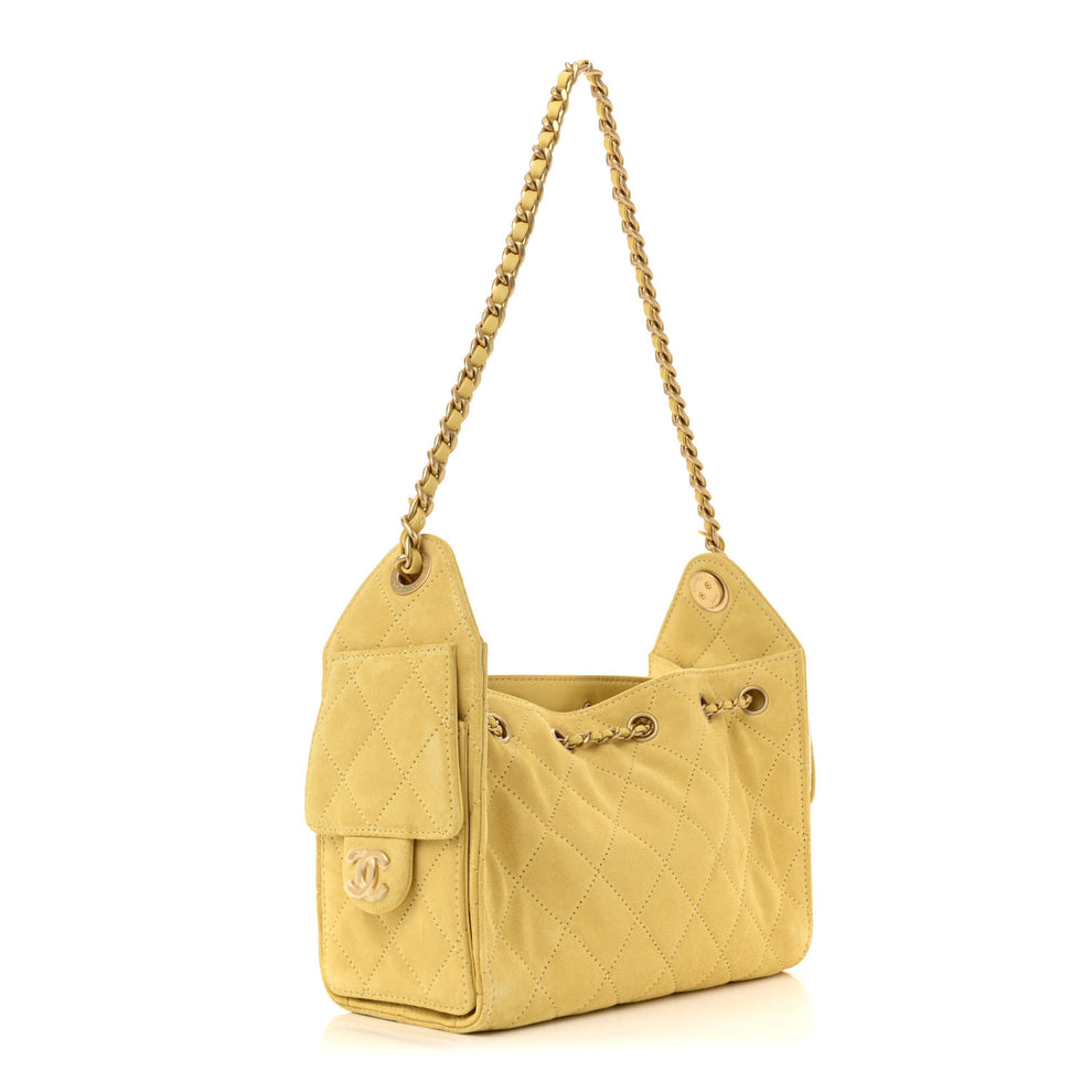 Chanel Suede Quilted Mini Chanel 25 Handbag Yellow 1776085 – FASHIONPHILE