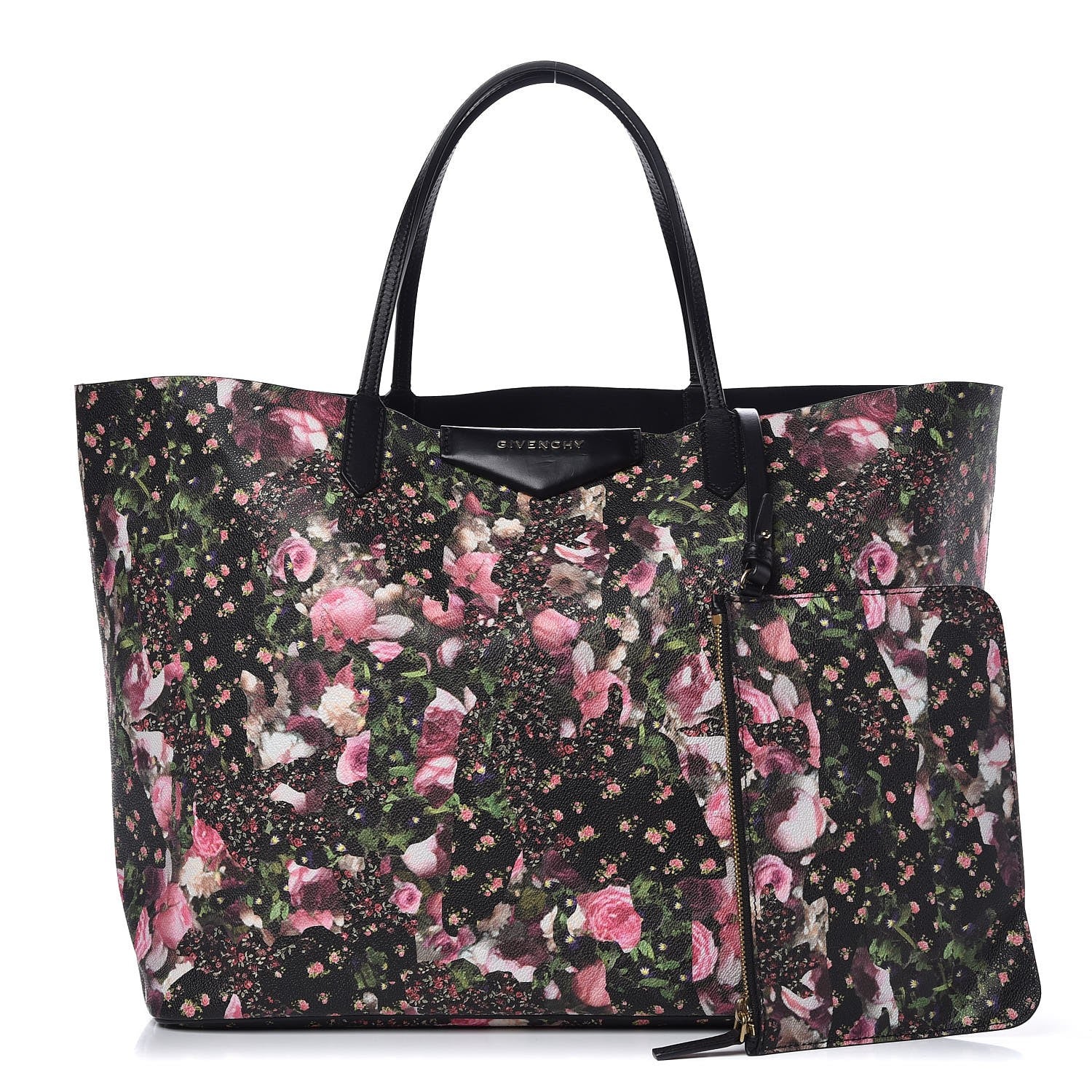 Givenchy Coated Canvas Roses Camouflage Print Large Antigona Tote Black ...
