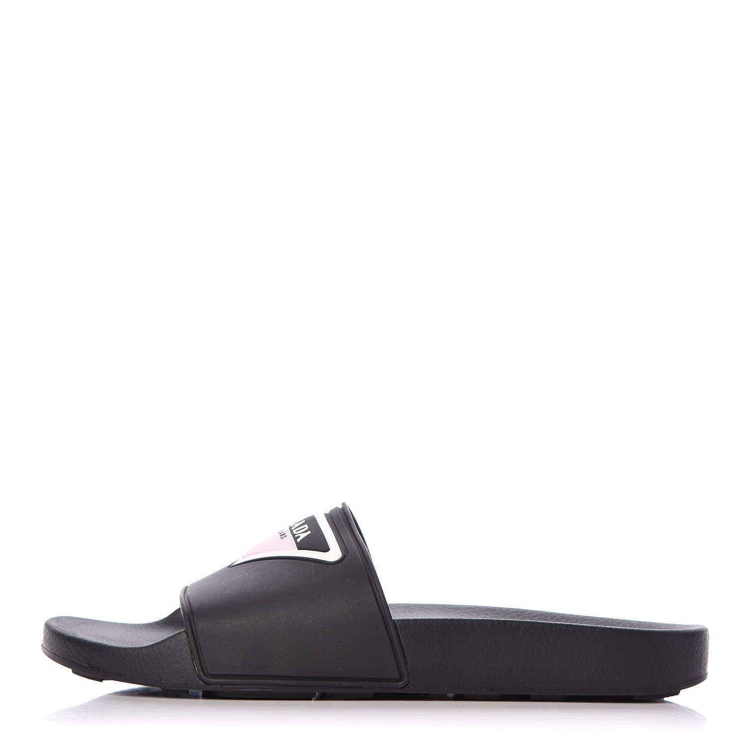 Prada Rubber Logo Pool Slide Sandals 37 Black Rosa 430445 – FASHIONPHILE