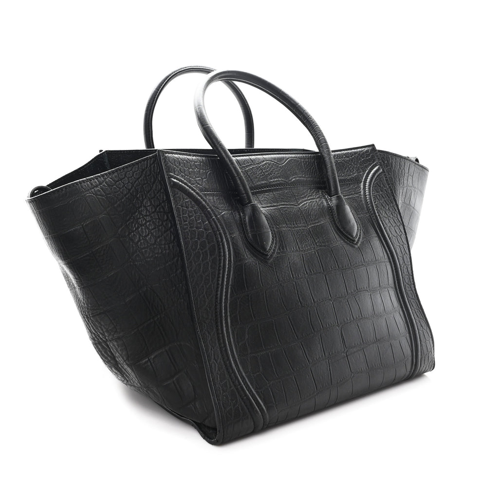 Celine Crocodile Embossed Calfskin Large Phantom Luggage Black 1787584 ...