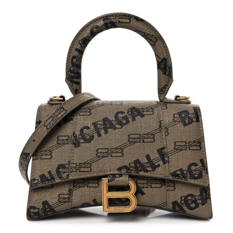 Balenciaga Coated Canvas BB Monogram Logo Print XS Hourglass Top Handle ...
