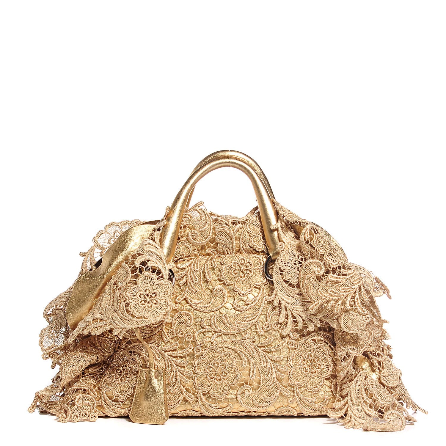 Prada Lace Pizzo S Bowler Gold 106444 – FASHIONPHILE