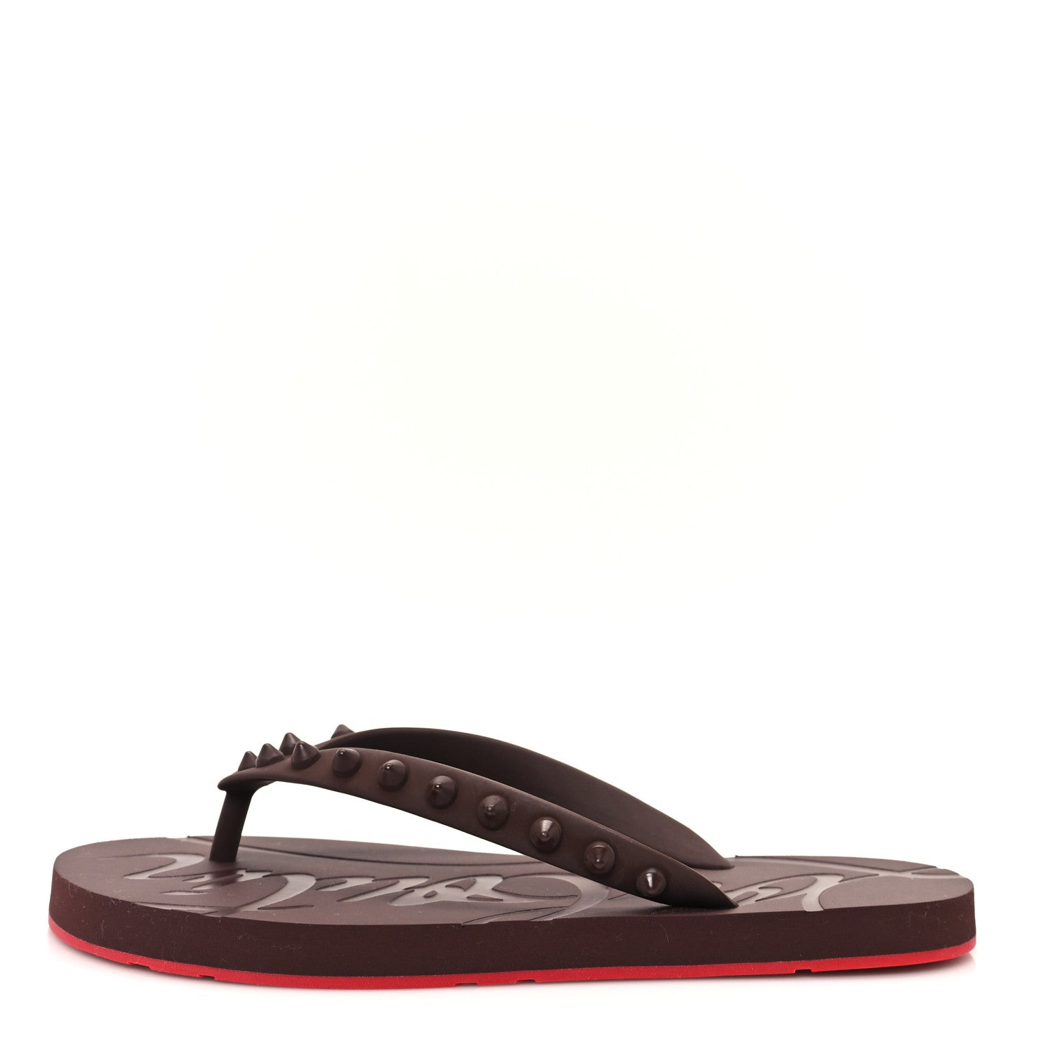 Christian Louboutin Rubber Spike Loubi Flip Donna Flip Flops 35 Brown ...