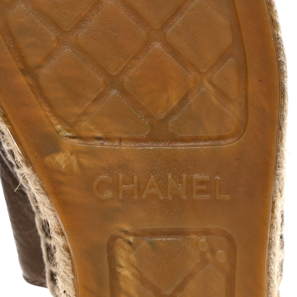 Chanel Calfskin CC Espadrille Mules 36 Dark Beige 1834613 – FASHIONPHILE