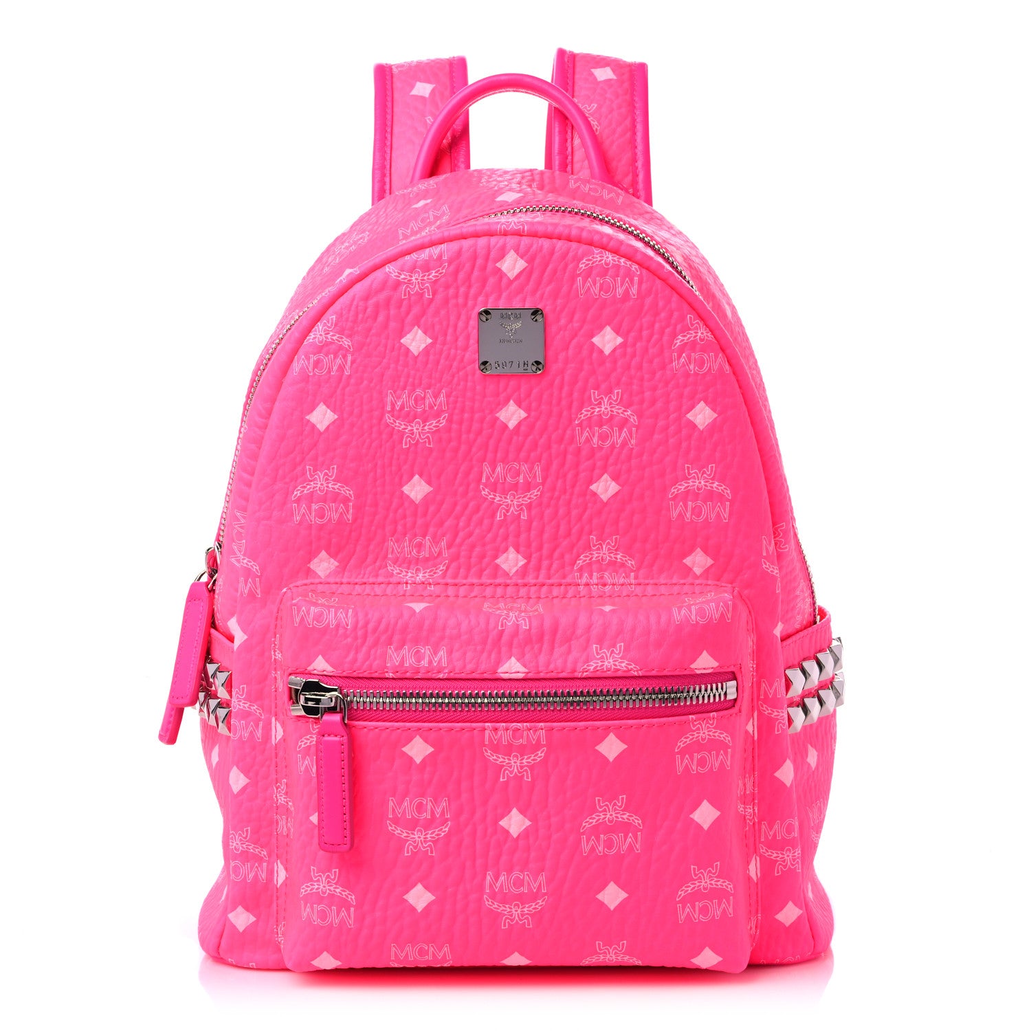 MCM Visetos Small Side Stud Stark Backpack Neon Pink 1260242 – FASHIONPHILE