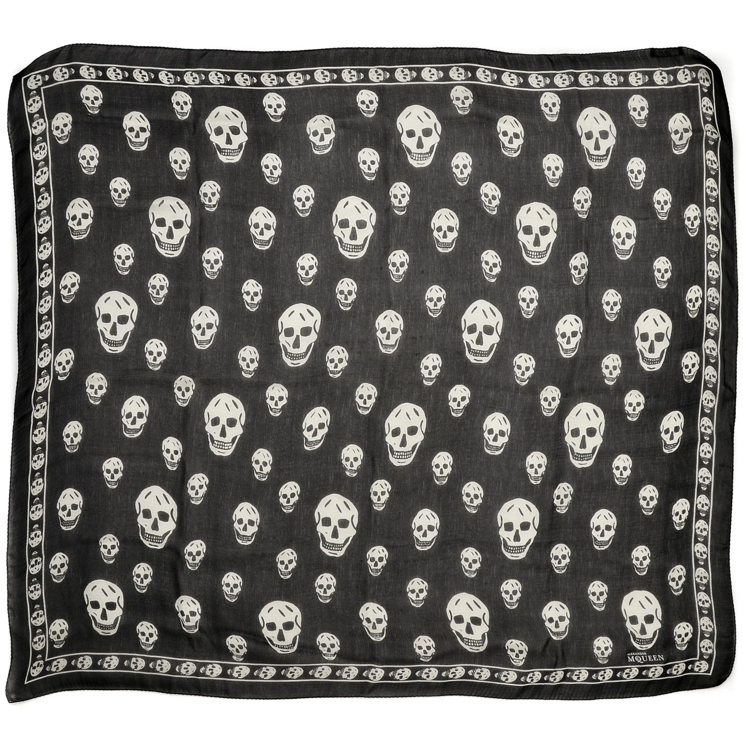 Alexander McQueen Silk Chiffon Skull Scarf Black Ivory 185114 ...
